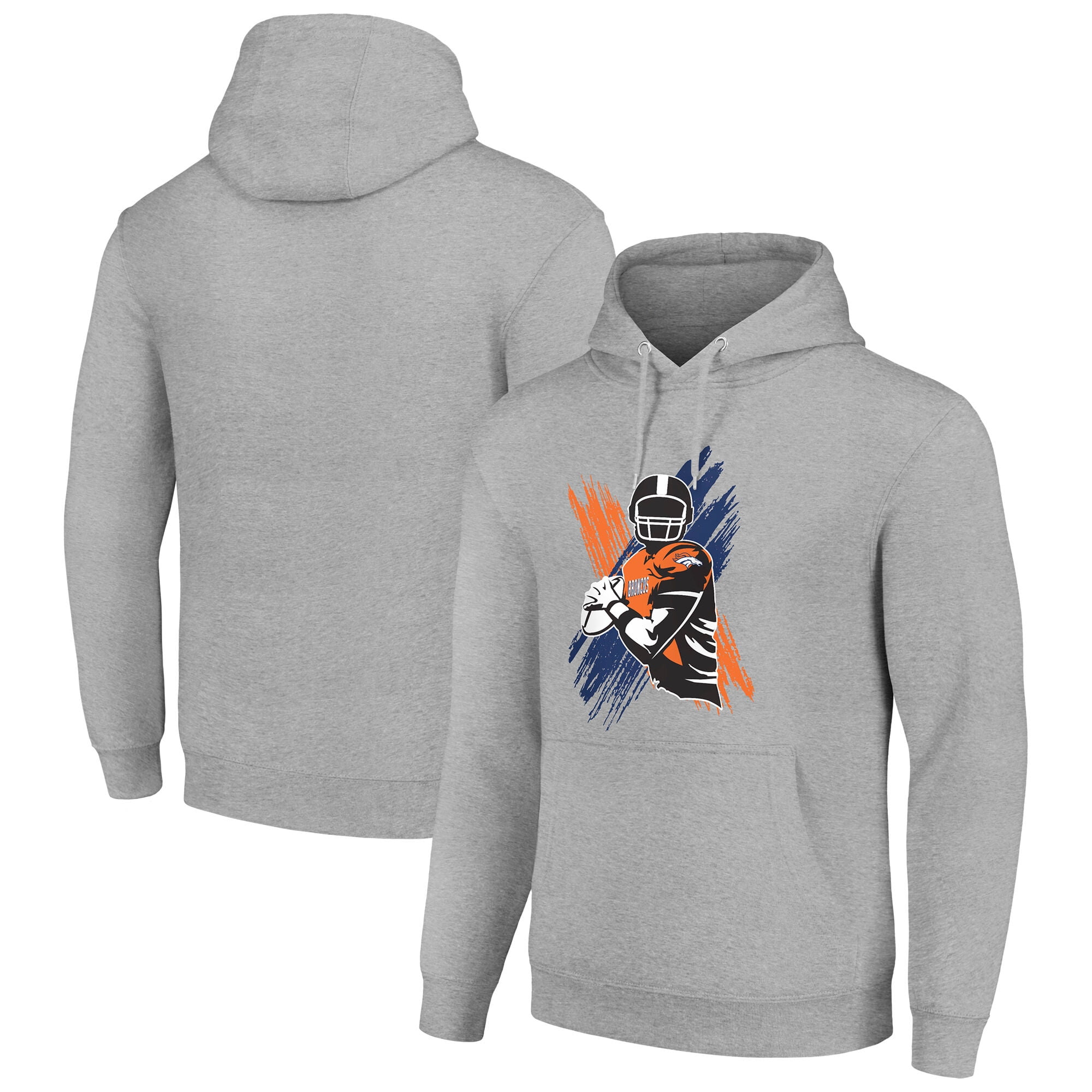 Men's Starter Heather Gray Denver Broncos Player X Fleece Pullover ...