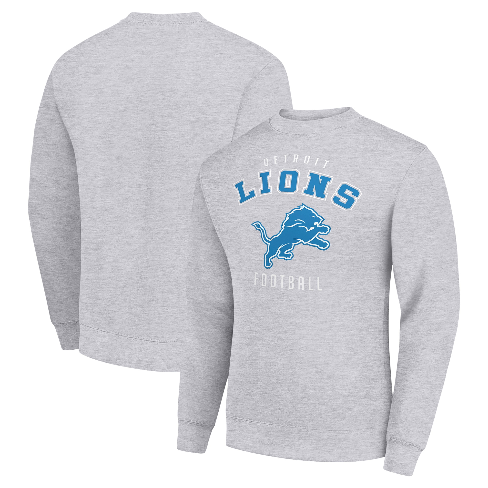 Men's Starter Heather Gray Detroit Lions Team Logo Pullover Sweatshirt ...