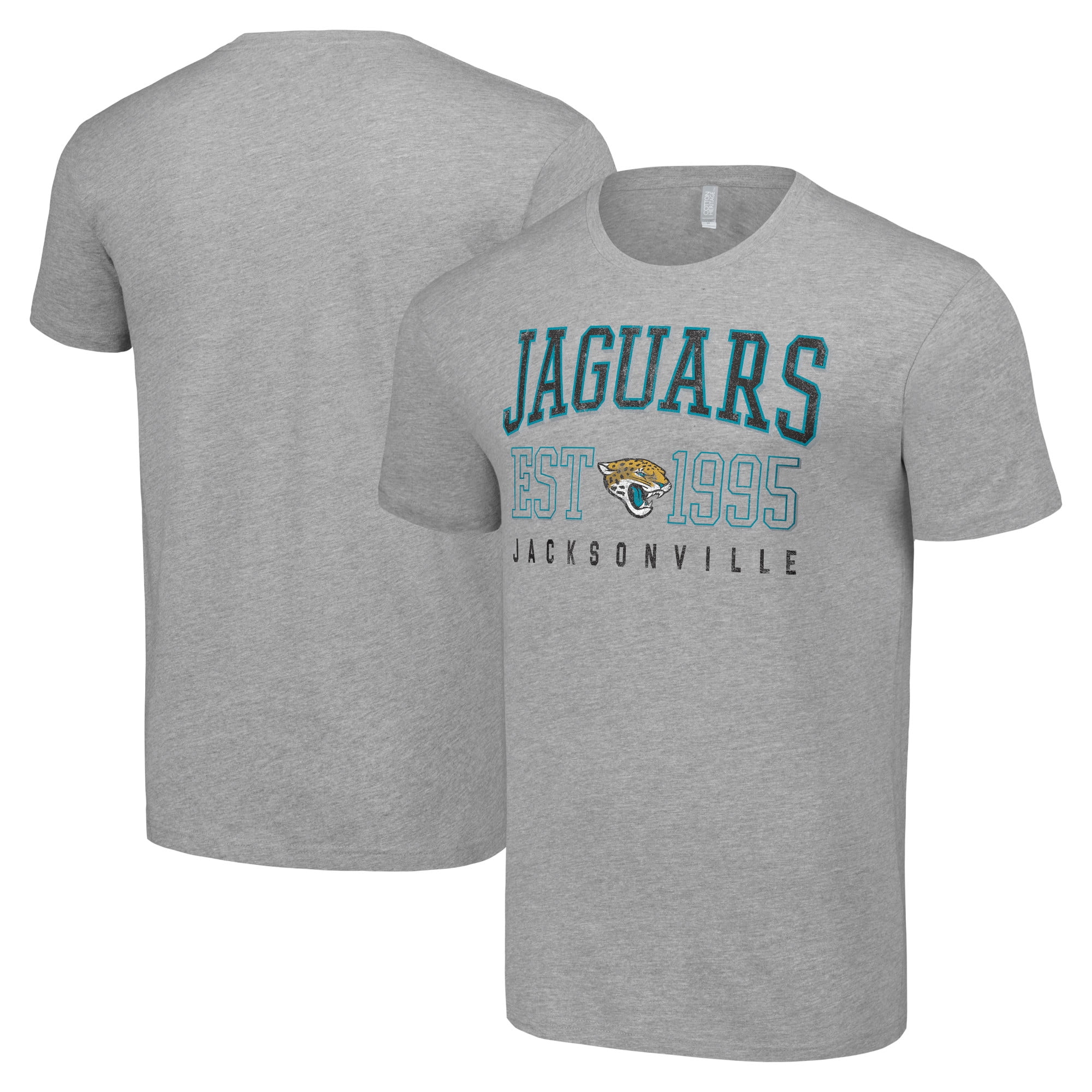 Men's Starter Heather Gray Jacksonville Jaguars Throwback Logo T-Shirt ...