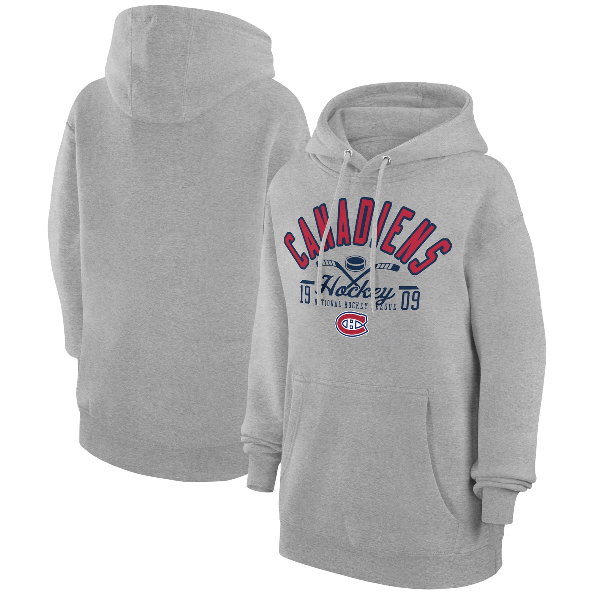 Men's Starter Heather Gray Montreal Canadiens Puck Pullover Hoodie ...