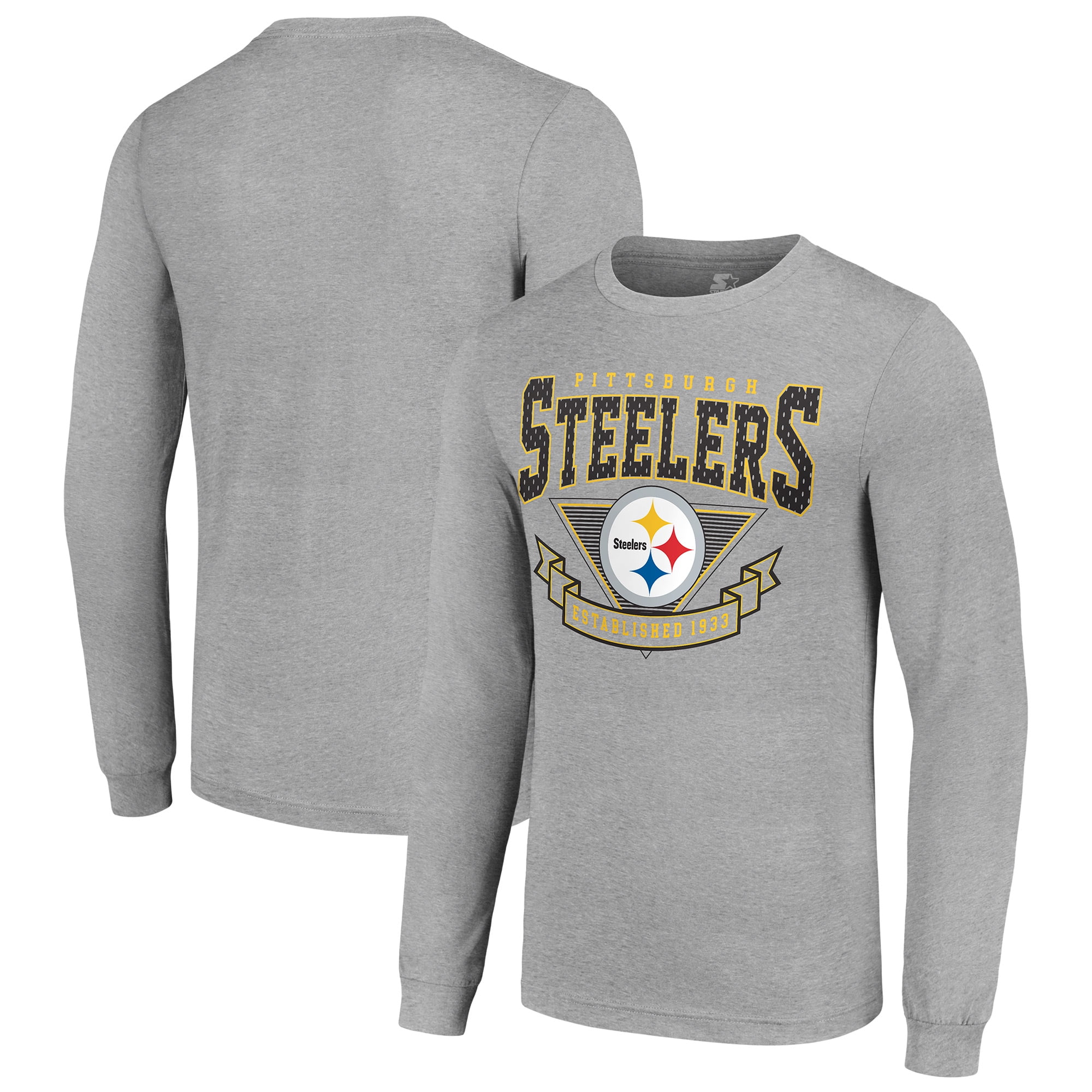 Men's Starter Heather Gray Pittsburgh Steelers '80s Inspired Team Logo ...