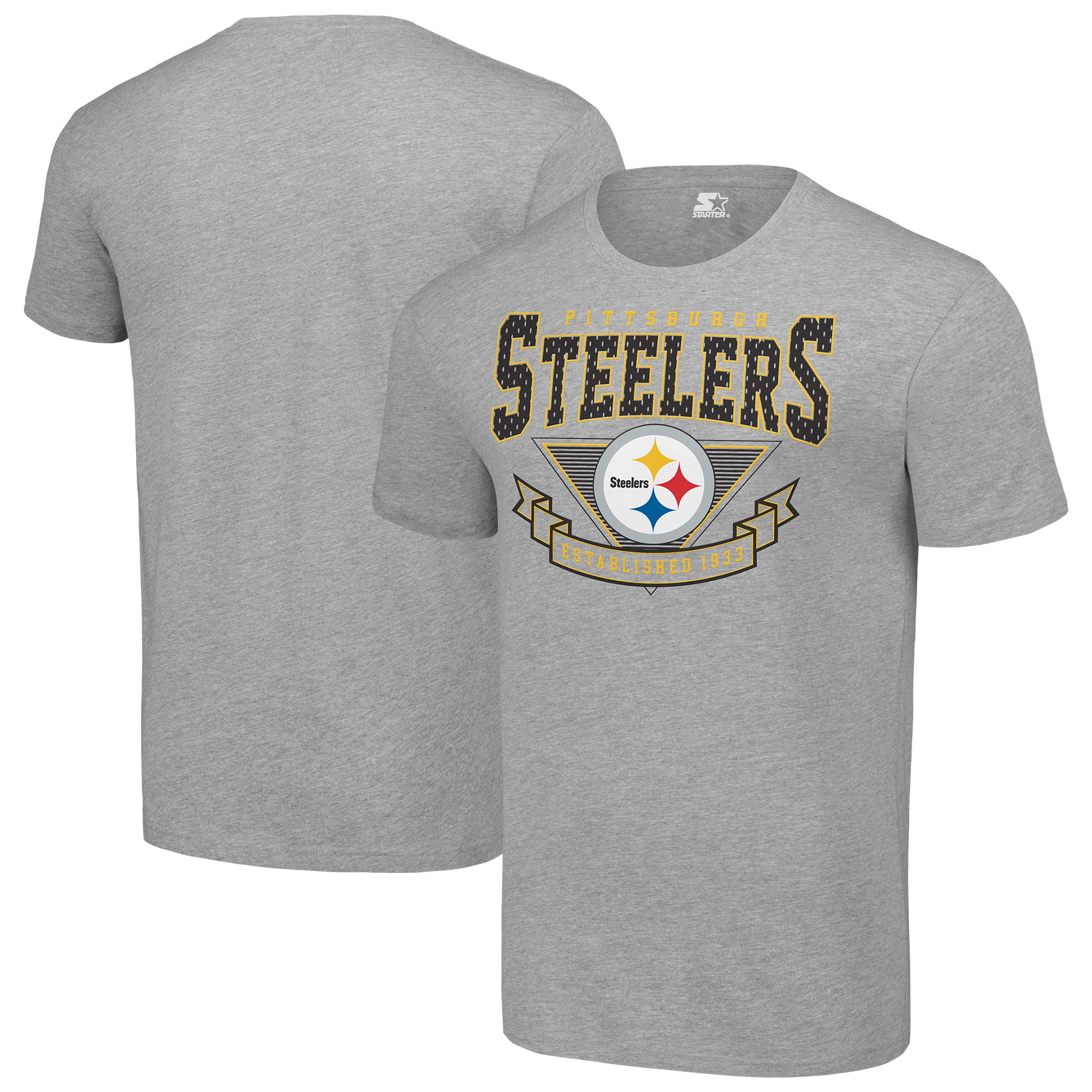 Men's Starter Heather Gray Pittsburgh Steelers 80s Inspired Team Logo T ...