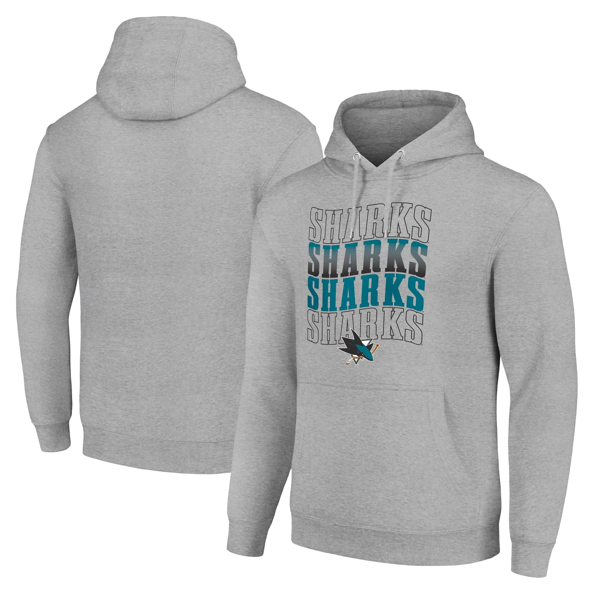 Men's Starter Heather Gray San Jose Sharks Four Team Name Logo Fleece ...