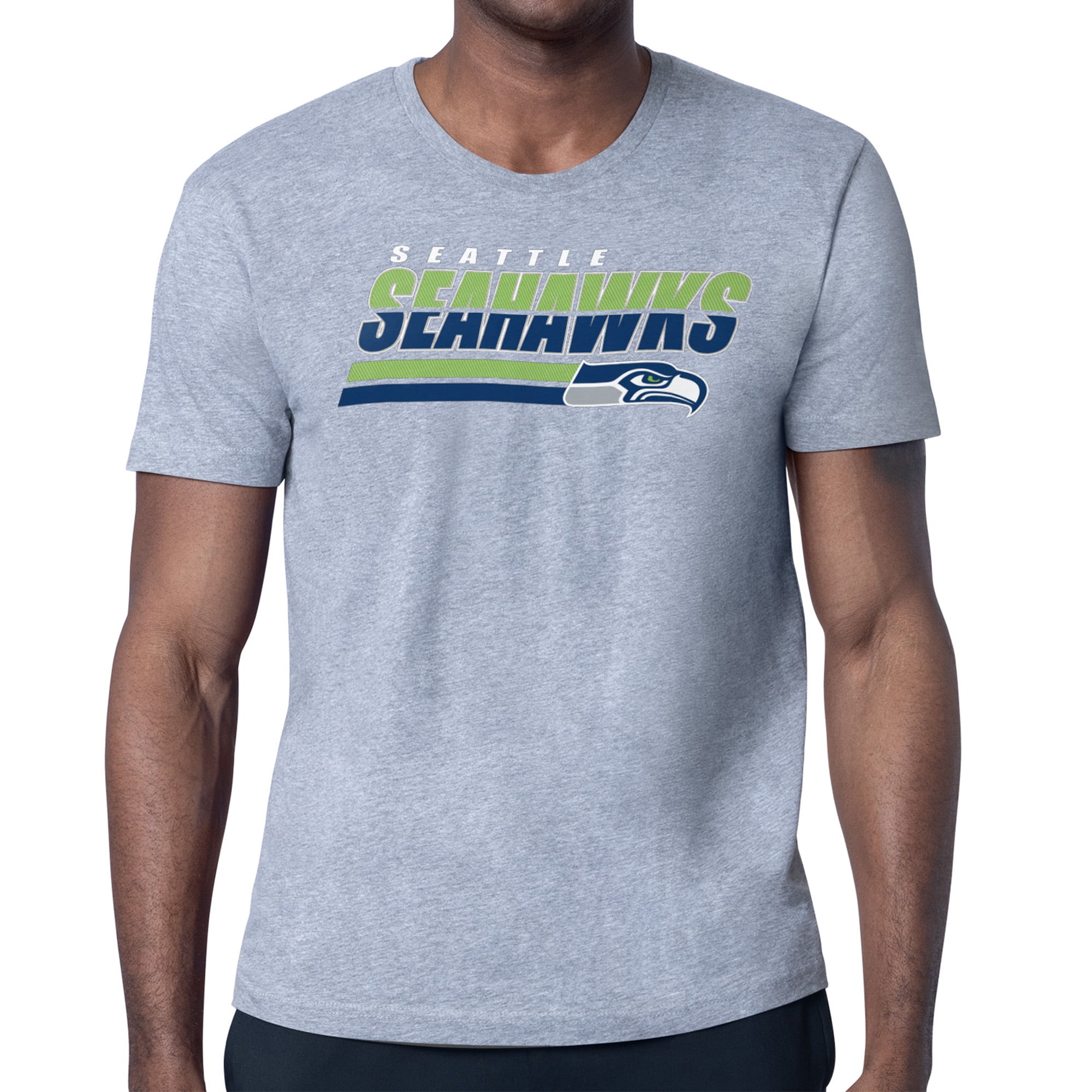 Men's Starter Heather Gray Seattle Seahawks Logo Push Graphic T-Shirt ...