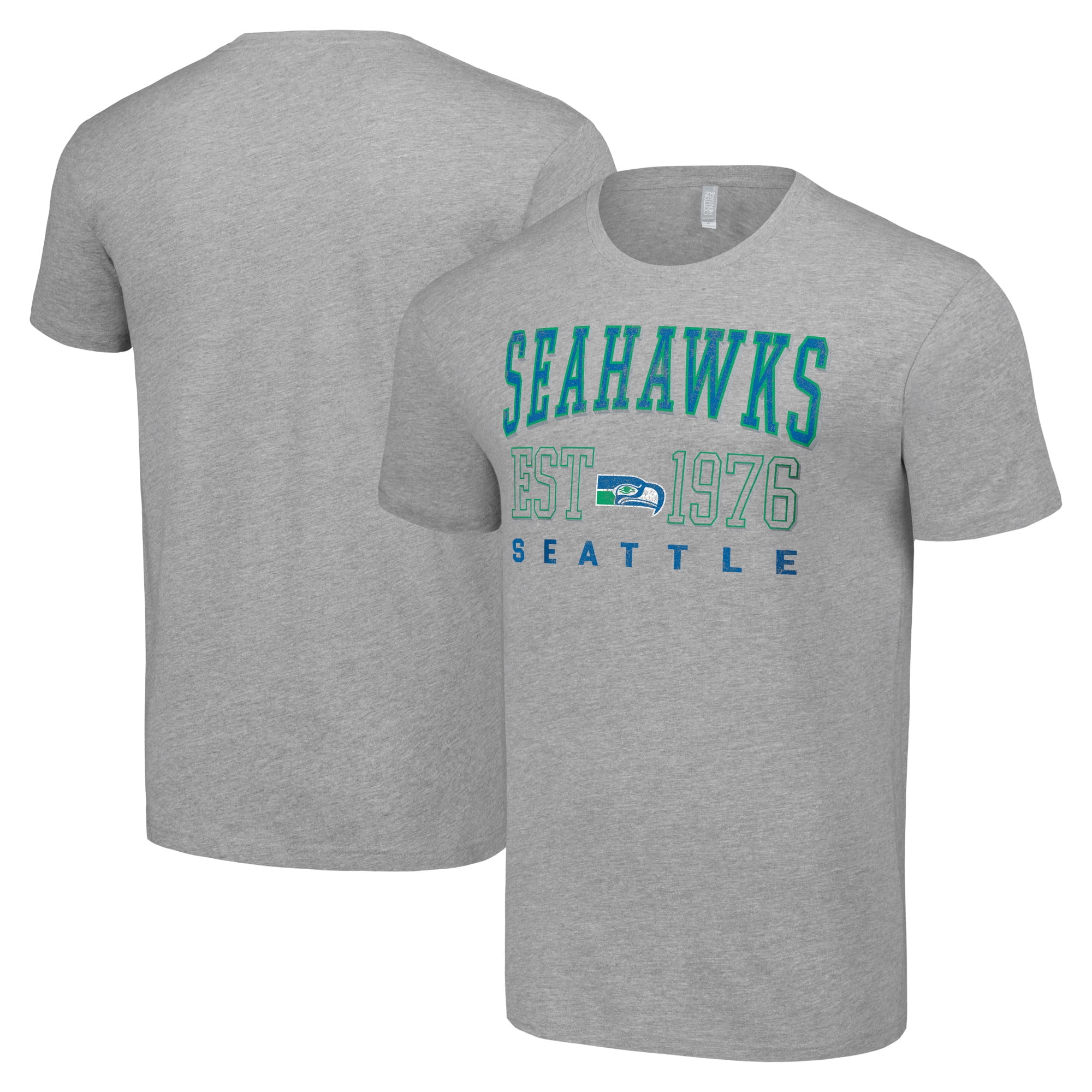 Men's Starter Heather Gray Seattle Seahawks Throwback Logo T-Shirt ...