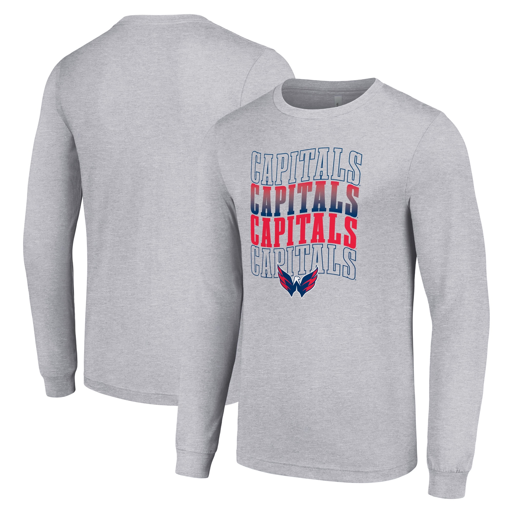 Men's Starter Heather Gray Washington Capitals Four Team Name Logo Long ...
