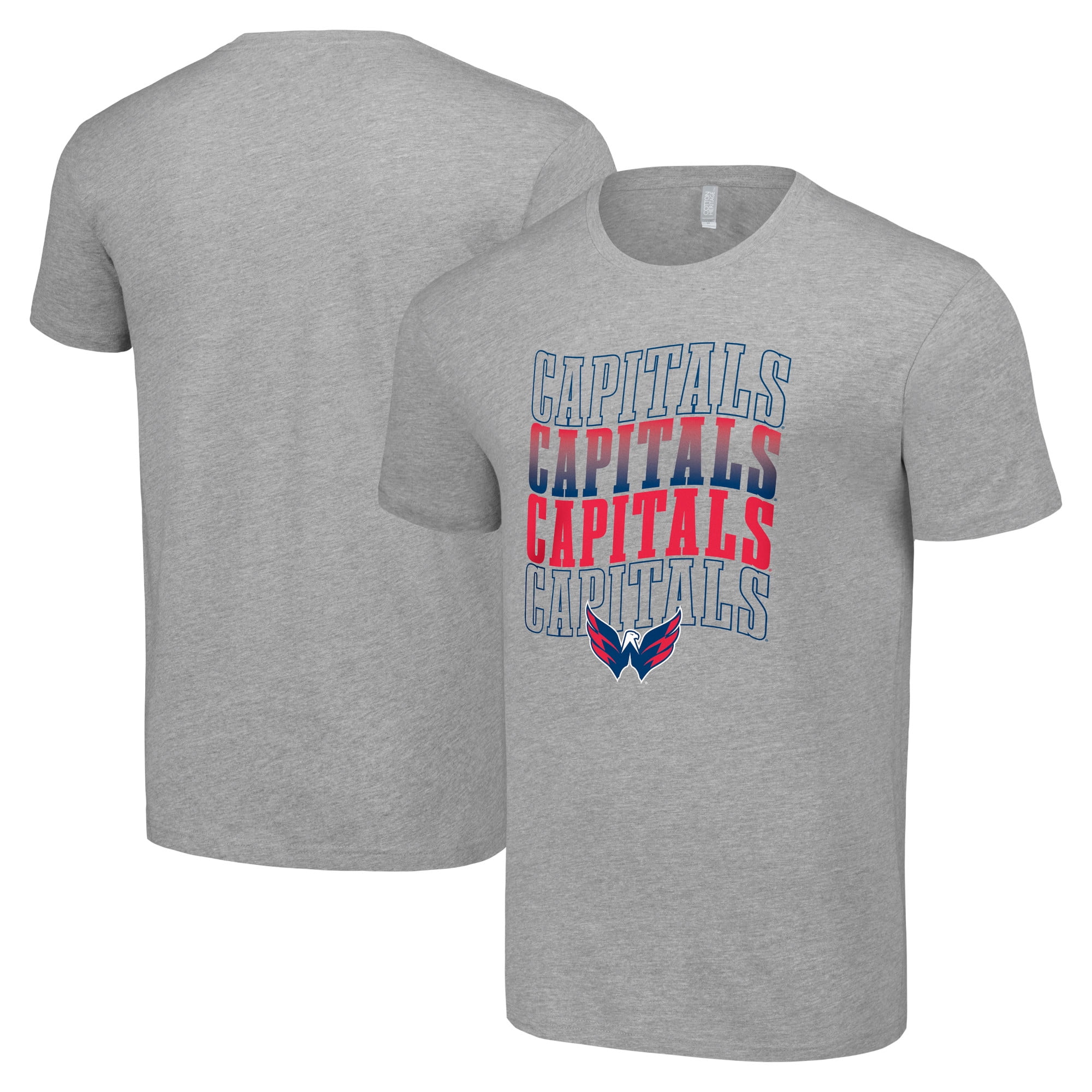 Men's Starter Heather Gray Washington Capitals Four Team Name Logo T ...