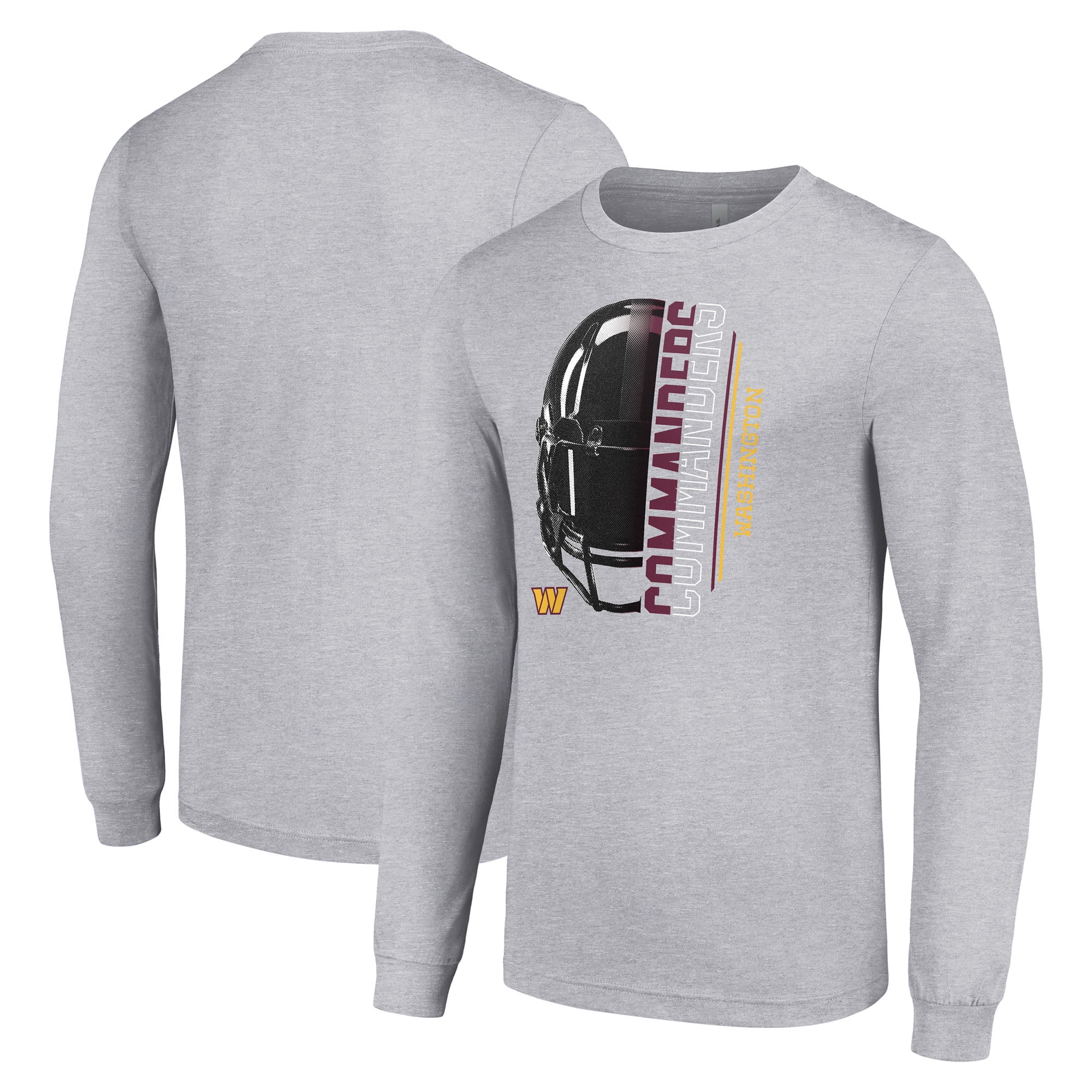 Men's Starter Heather Gray Washington Commanders Half Helmet Logo Long ...