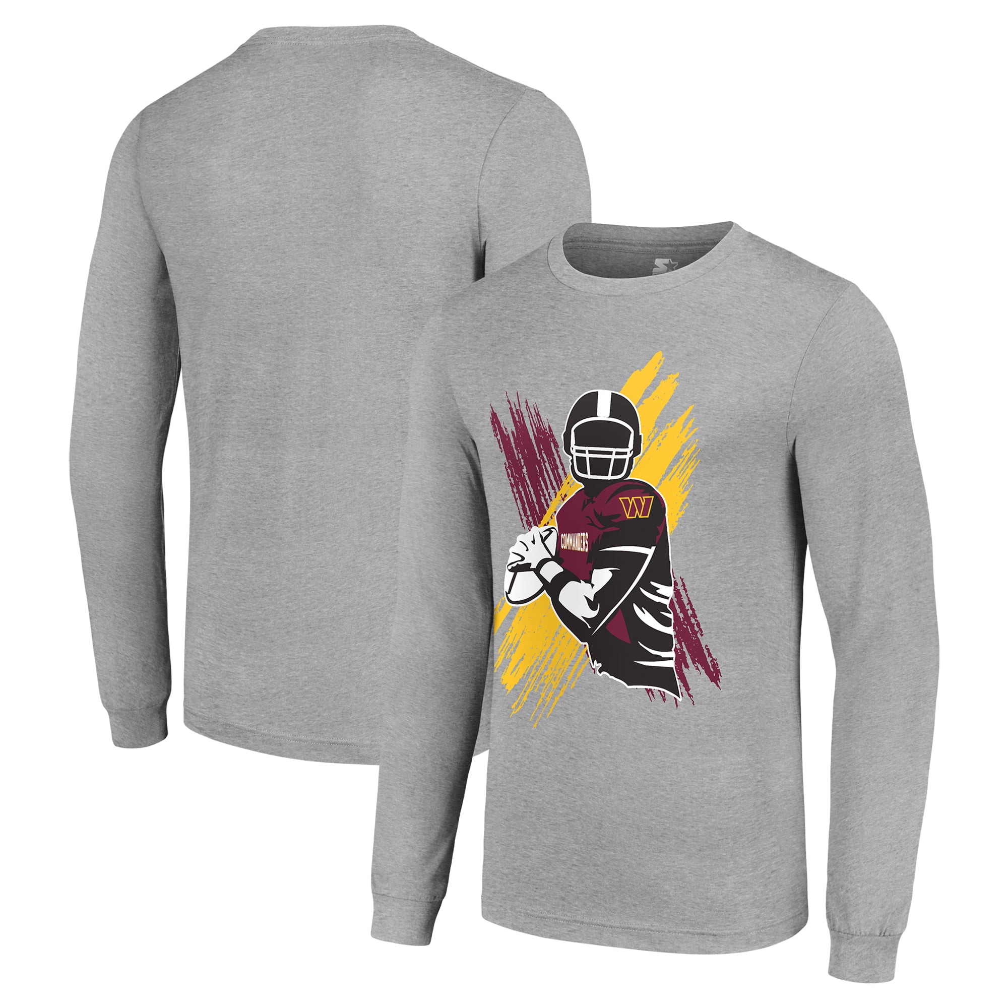 Men's Starter Heather Gray Washington Commanders Player X Logo Graphic ...