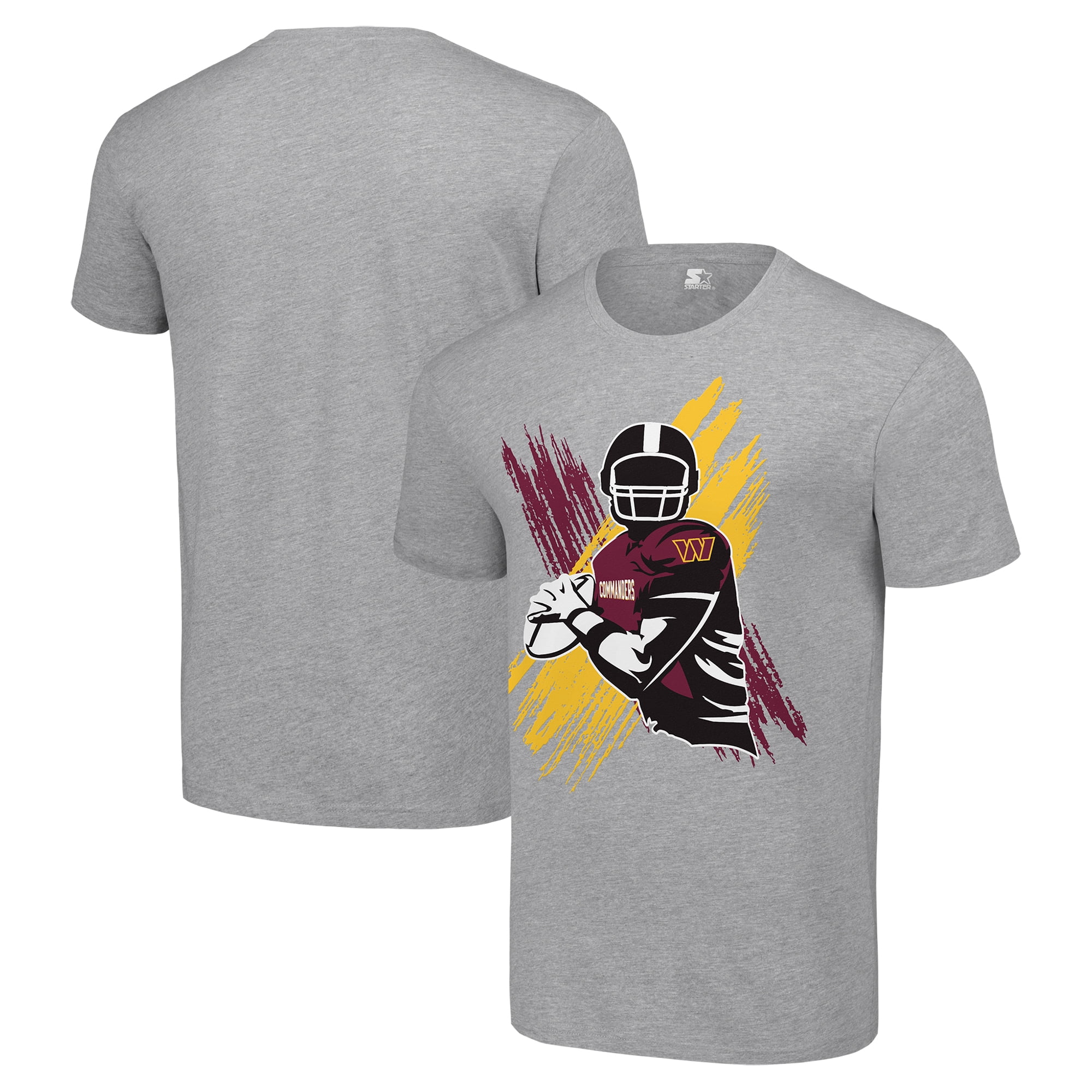 Men's Starter Heather Gray Washington Commanders Player X Logo Graphic ...