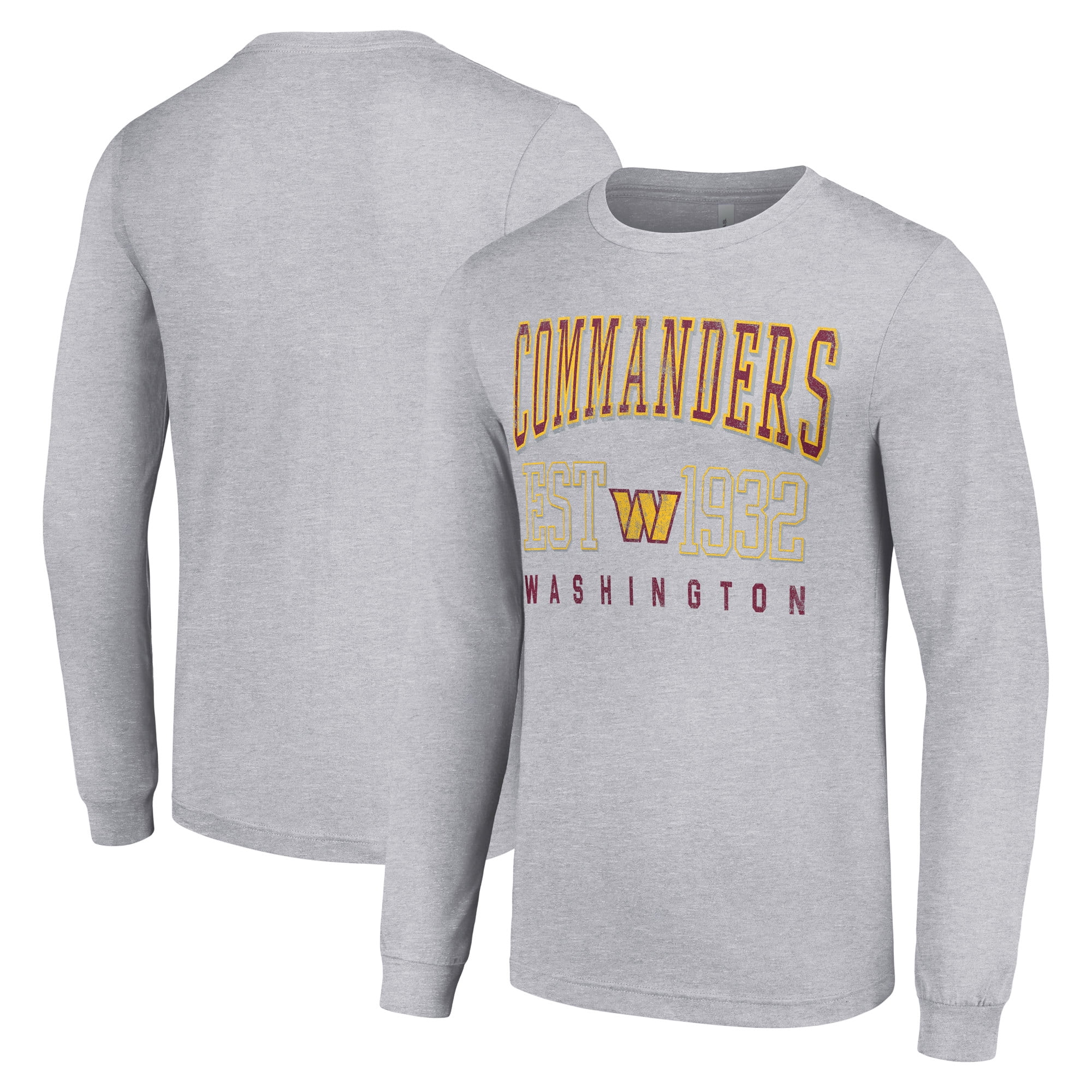 Men's Starter Heather Gray Washington Commanders Throwback Logo Long ...