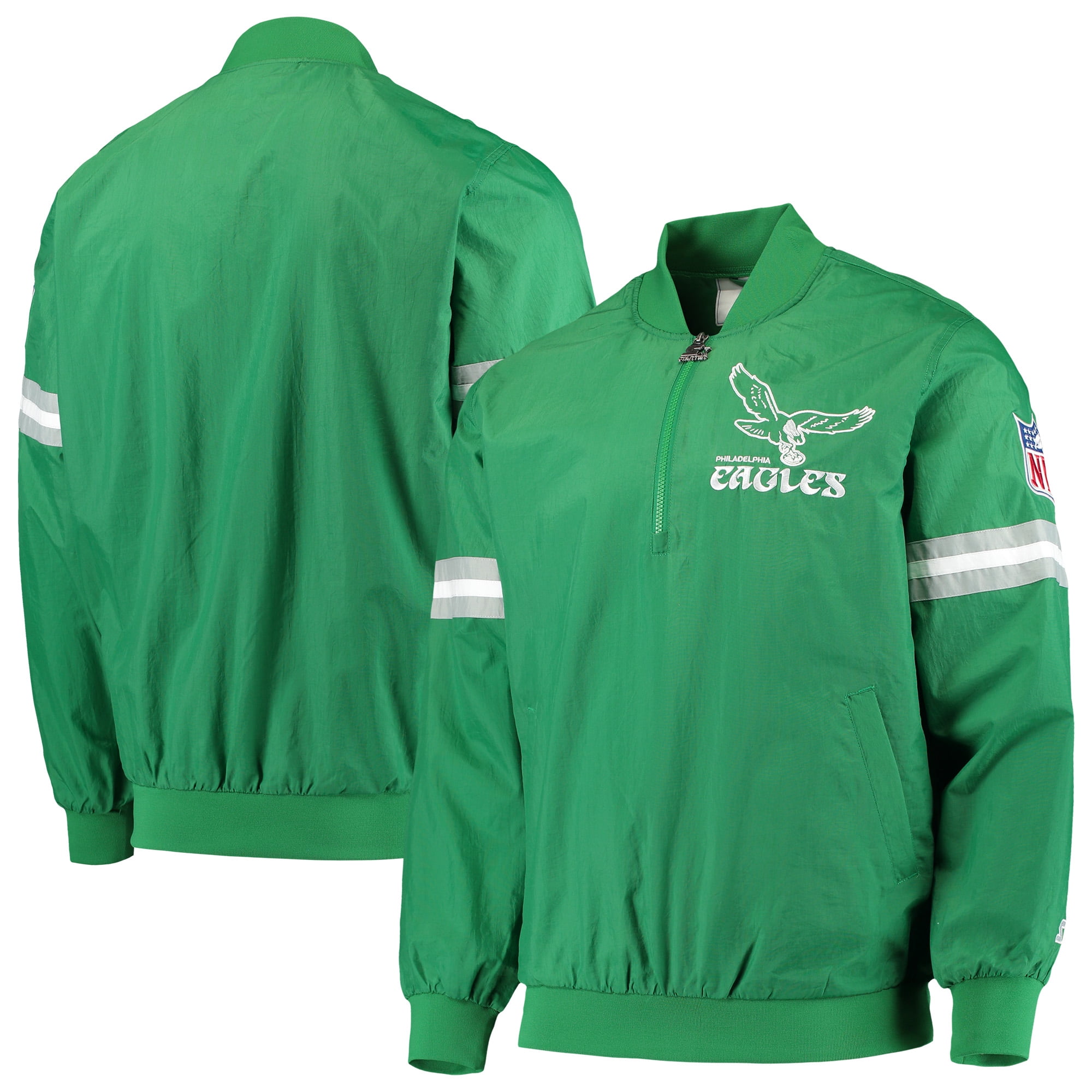 Men's Starter Kelly Green Philadelphia Eagles Throwback Jet Half-Zip ...