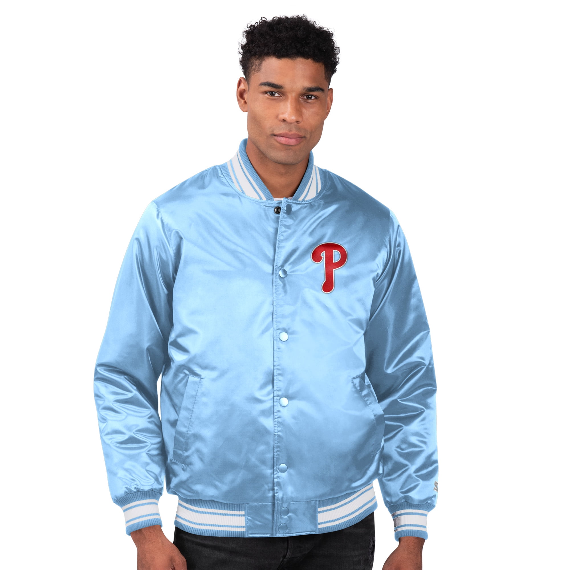 Men's Starter Light Blue Philadelphia Phillies Locker Room Satin Full ...