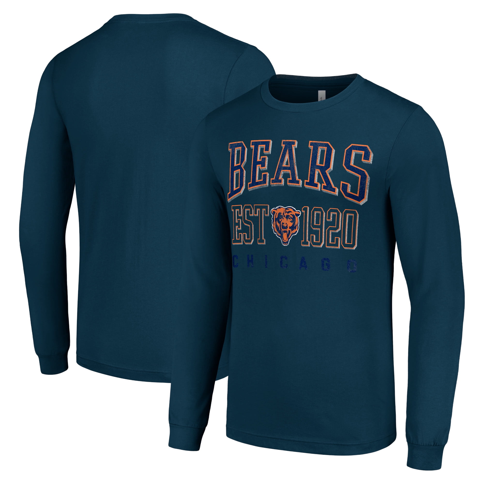 Men's Starter Navy Chicago Bears Throwback Logo Long Sleeve T-Shirt ...