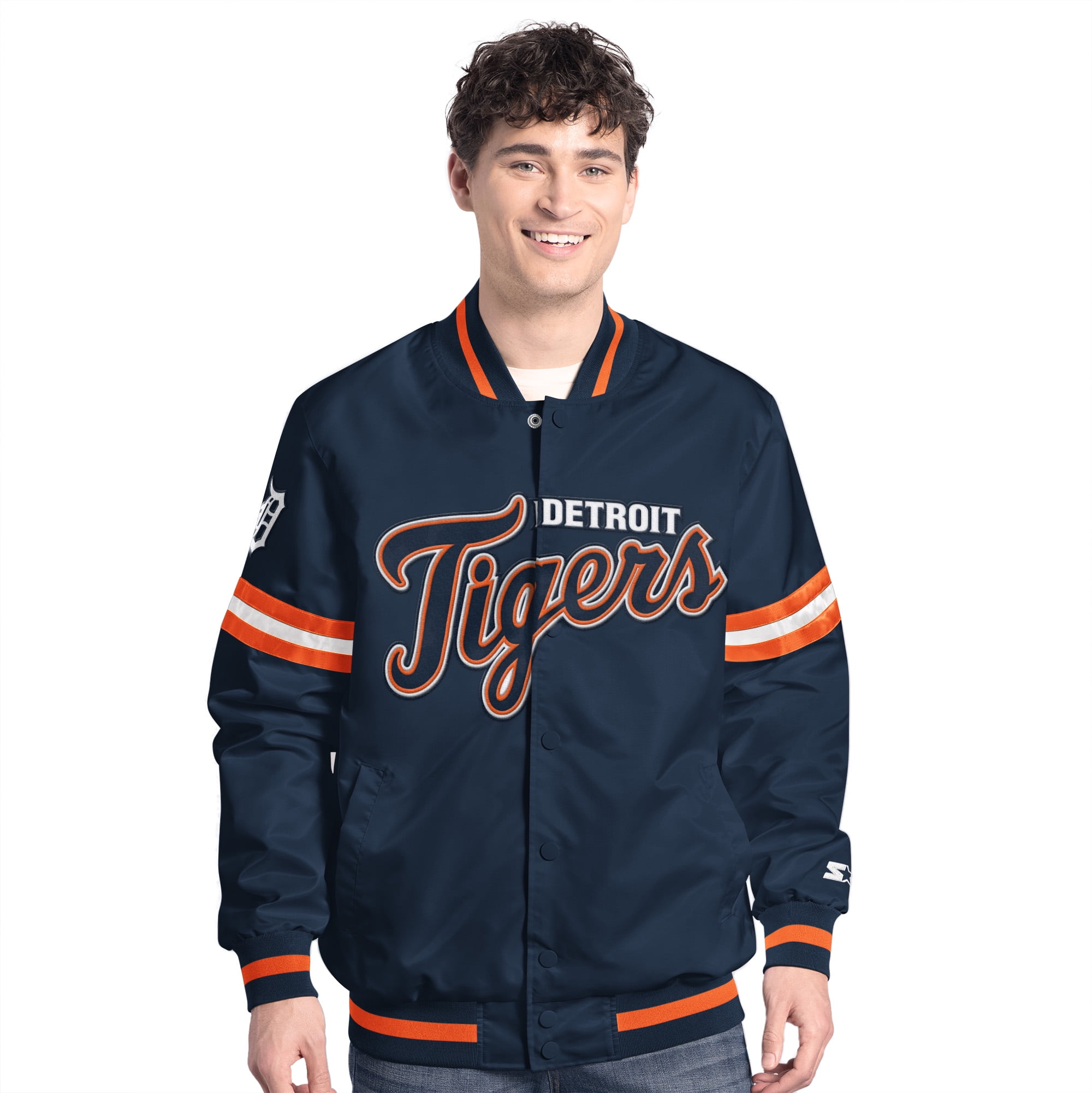 Men's-Starter Navy Detroit Tigers Scout Full-Snap Varsity Jacket ...