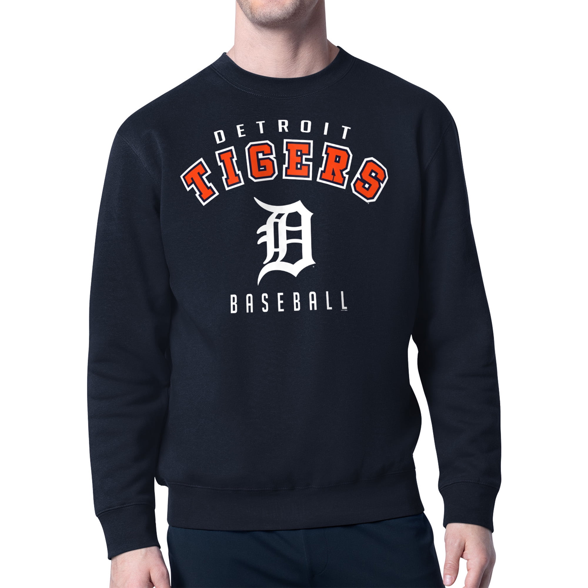 Men's Starter Navy Detroit Tigers Team Logo Fleece Pullover Sweatshirt ...