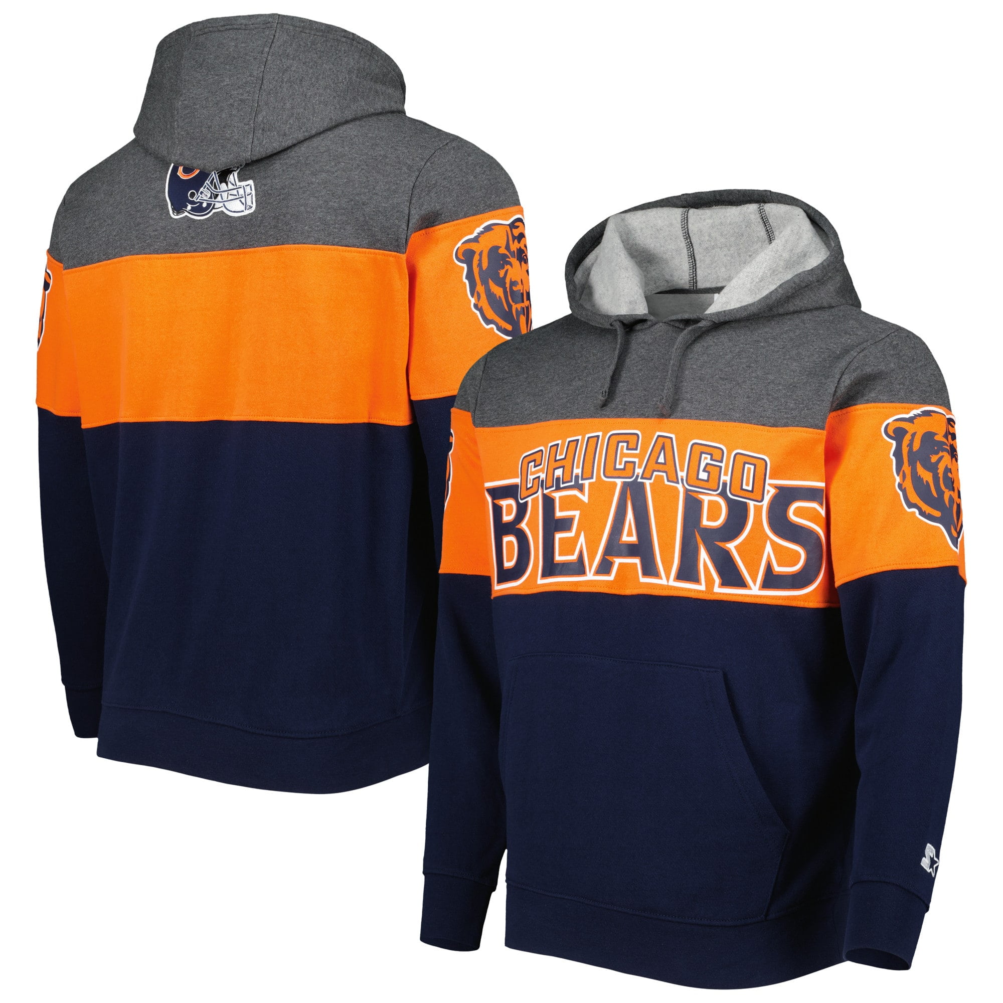 Men's Starter Navy/Heather Charcoal Chicago Bears Extreme Pullover ...
