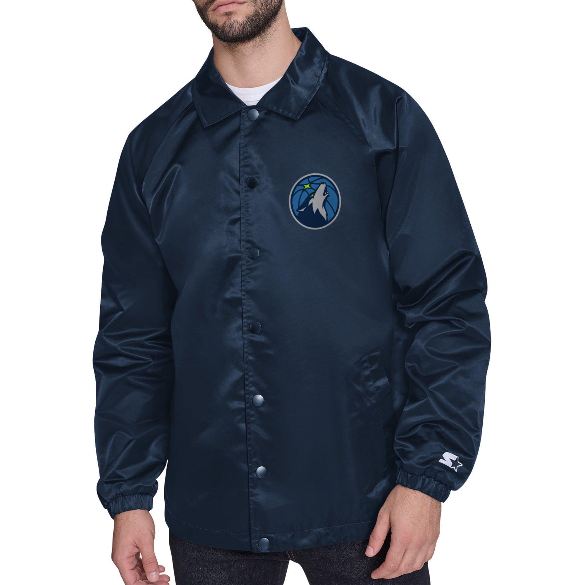 Men's Starter Navy Minnesota Timberwolves Retro Logo Raglan Coaches ...