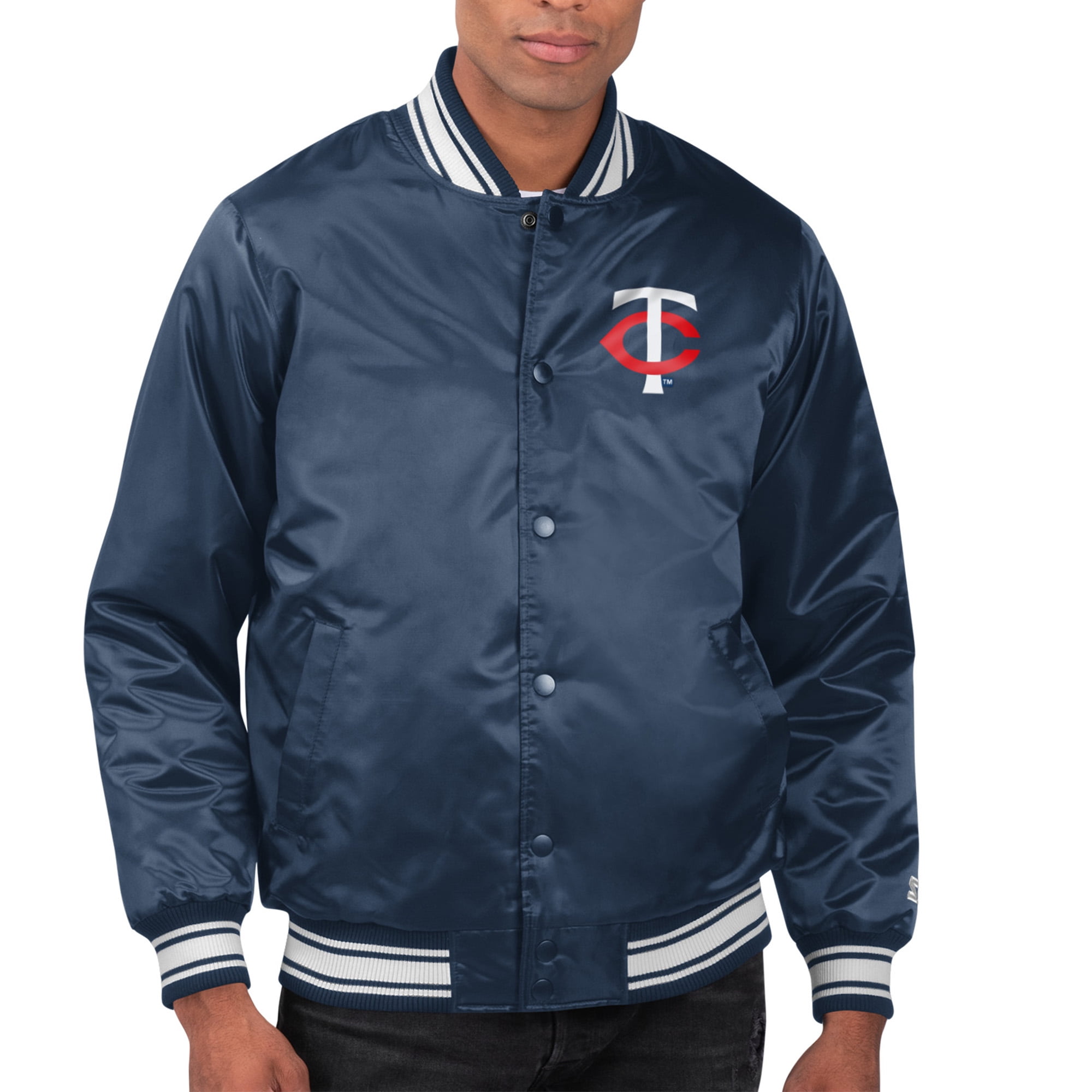 Men's Starter Navy Minnesota Twins Printed Team Logo Satin Varsity Full ...