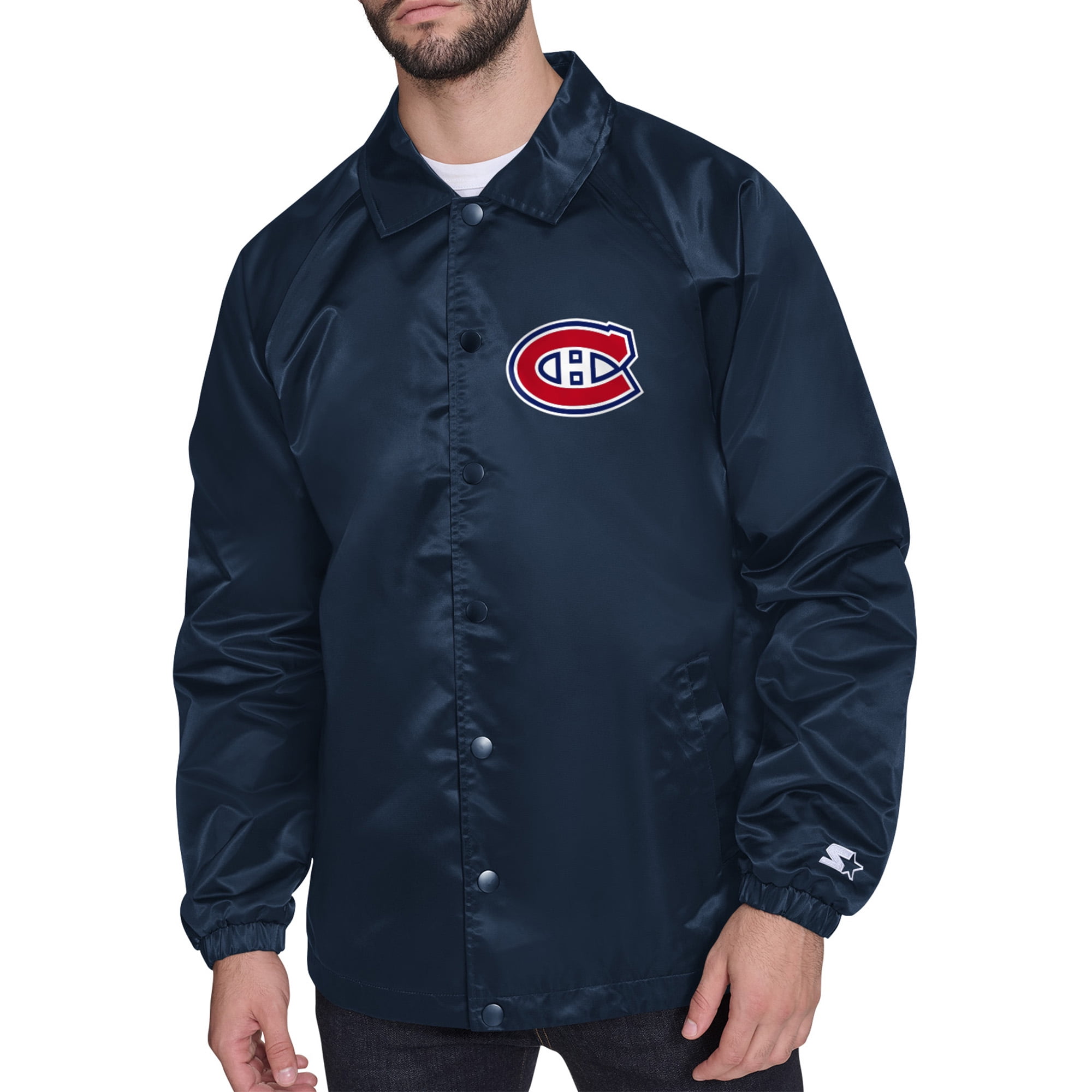Men's Starter Navy Montreal Canadiens Printed Logo Coaches Full-Snap Jacket - Walmart.com