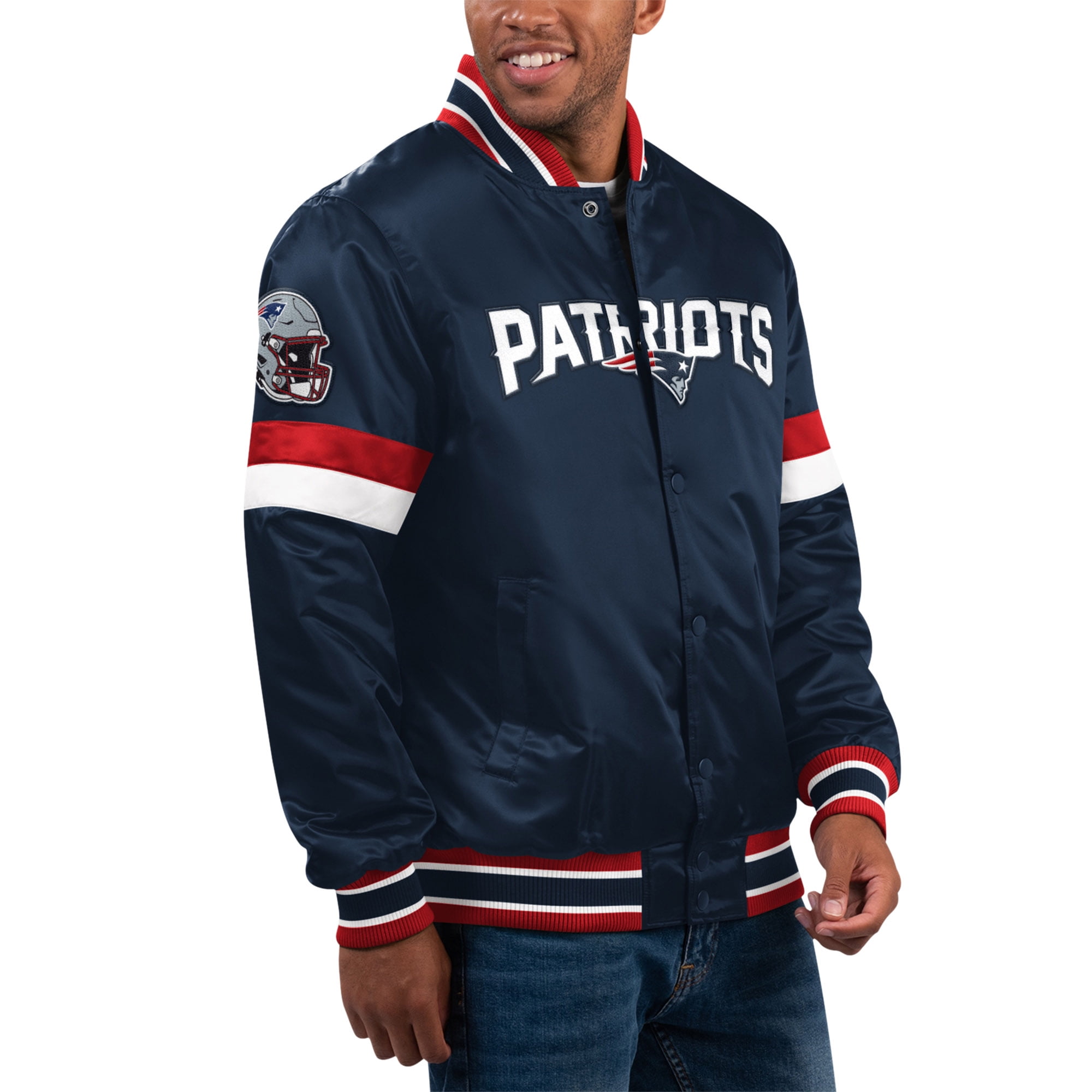 Men's Starter Navy New England Patriots Home Game Satin Full-Snap ...