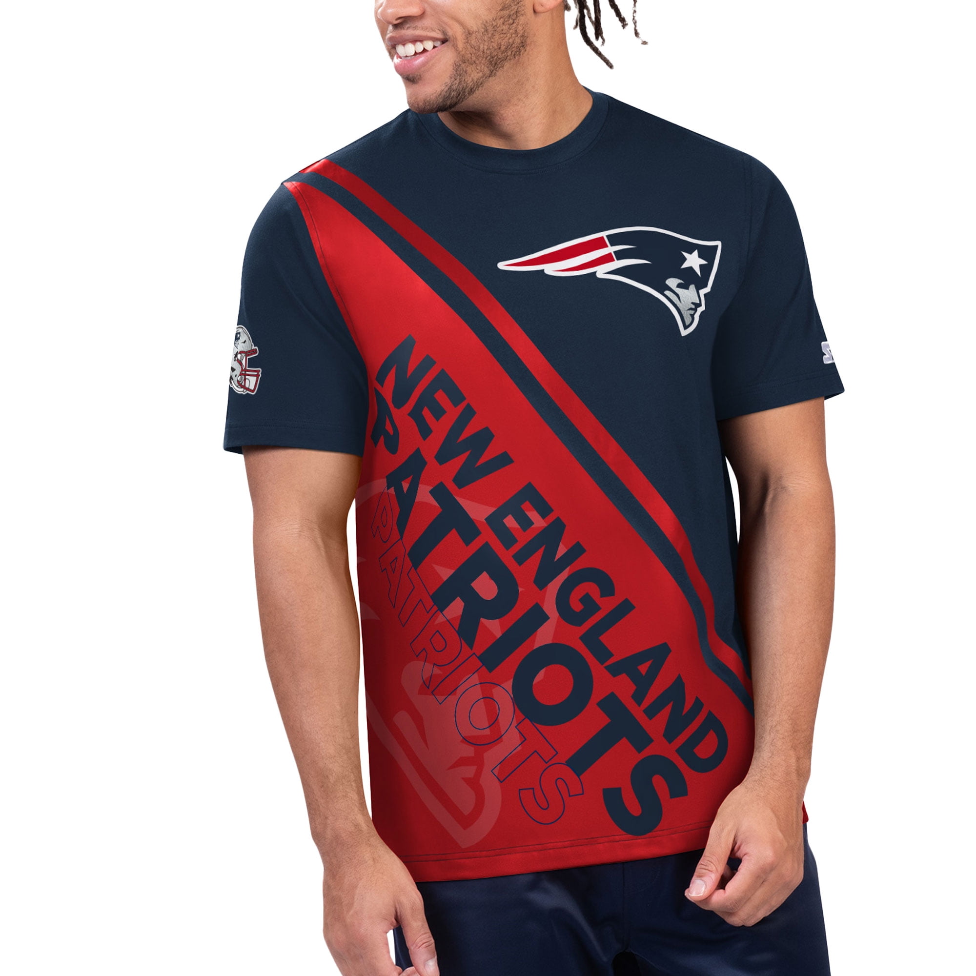 Men's Starter Navy/Red New England Patriots Finish Line Extreme Graphic ...
