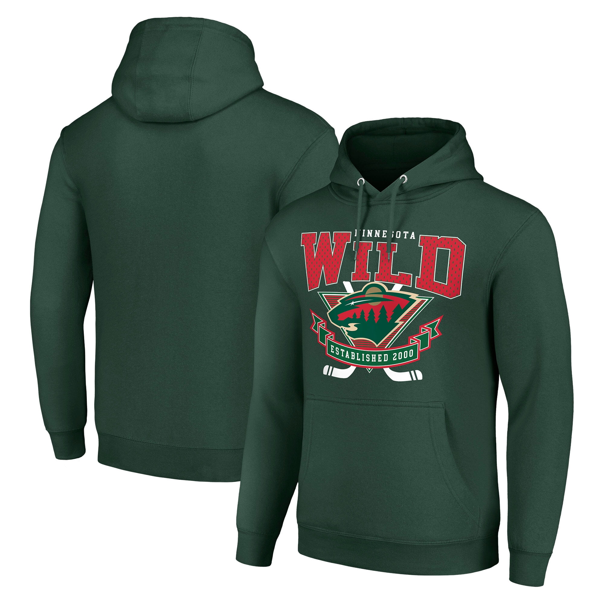 Men's Starter Olive Minnesota Wild Team Logo Graphic Fleece Tri-Blend ...