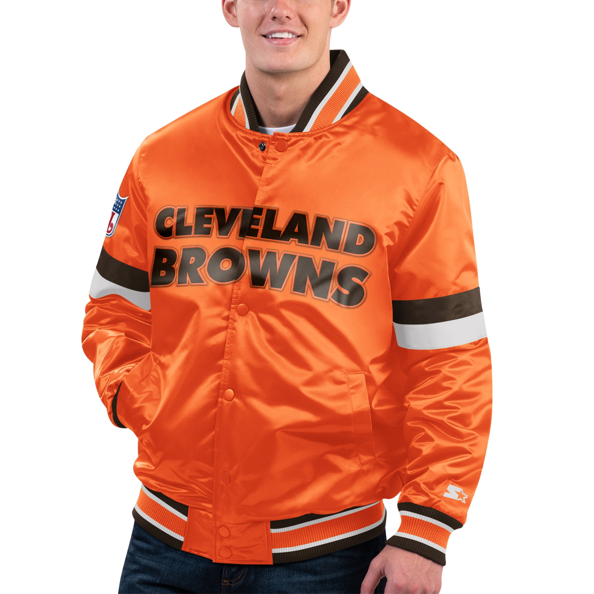 Men's Starter Orange Cleveland Browns Gridiron Classics Home Game Satin ...