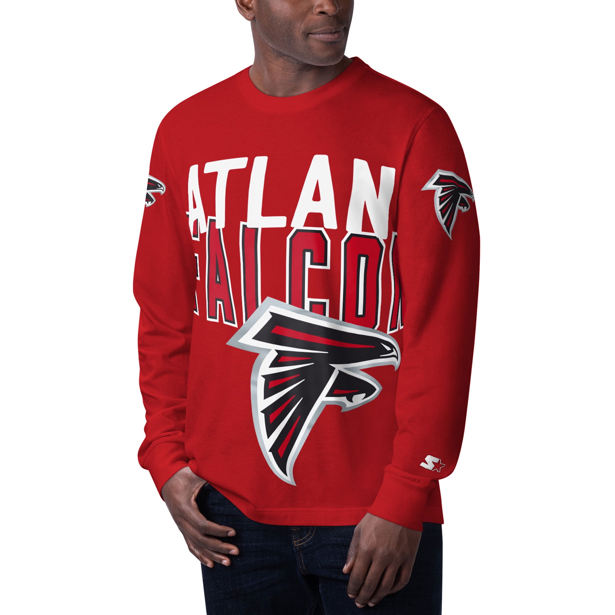 Men's Starter Red Atlanta Falcons Clutch Hit Long Sleeve T-Shirt ...
