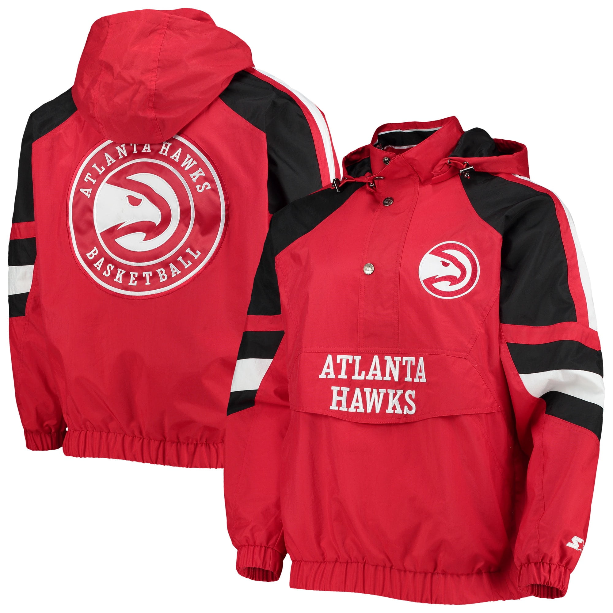 Men's Starter Red/Black Atlanta Hawks The Pro II Half-Zip Jacket ...