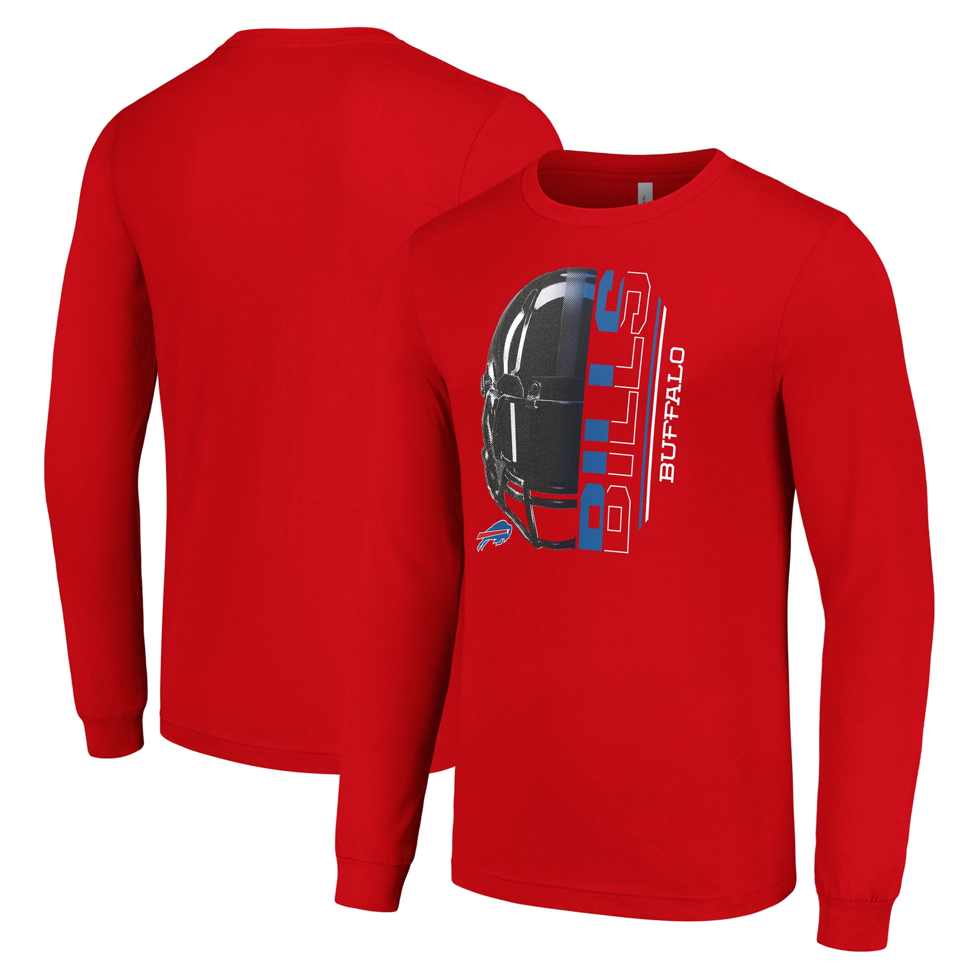 Men's Starter Red Buffalo Bills Half Helmet Logo Long Sleeve T-Shirt ...
