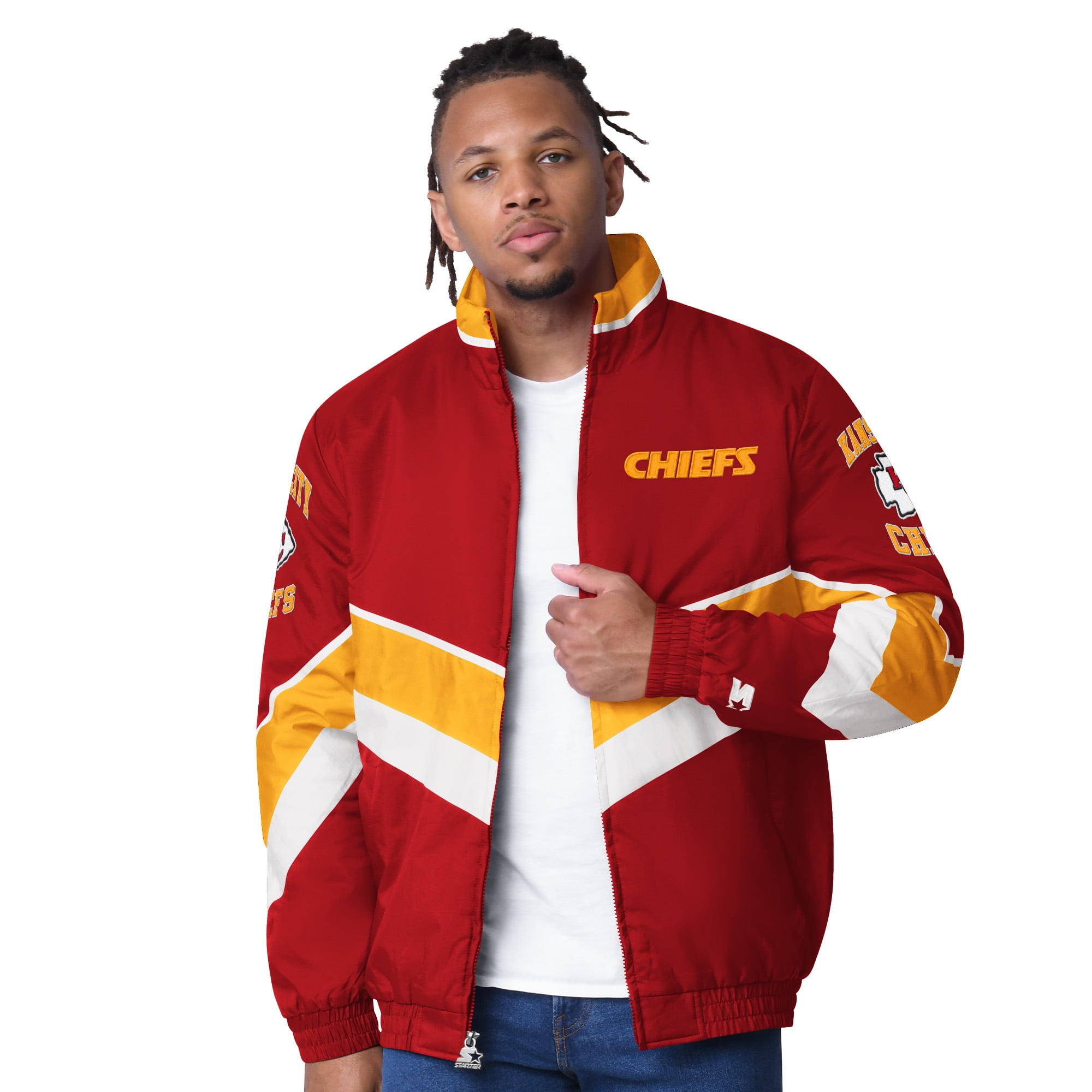 Men's Starter Red Kansas City Chiefs Captain Satin Varsity Jacket ...