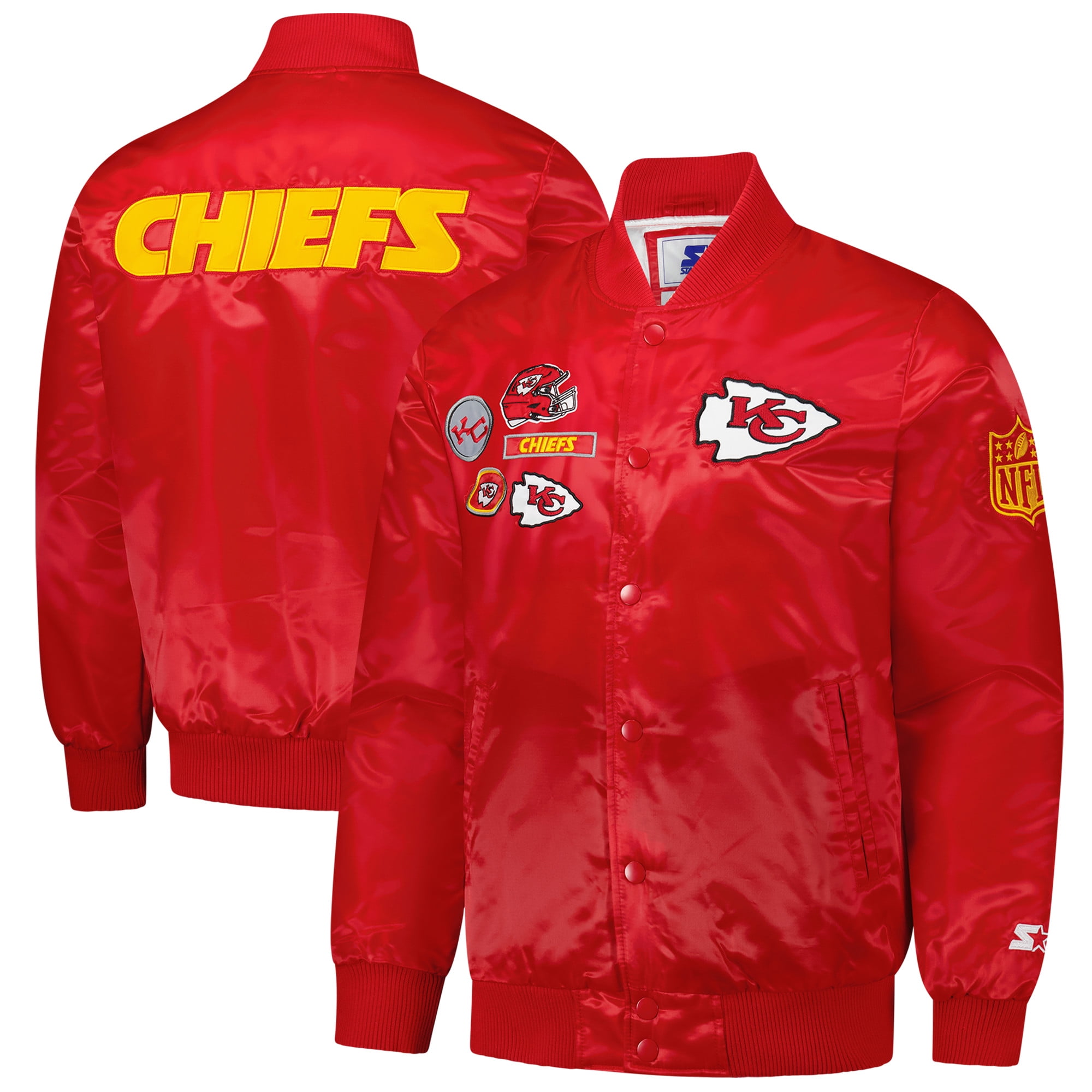 Men's Starter Red Kansas City Chiefs Exclusive Satin Full-Snap Varsity ...