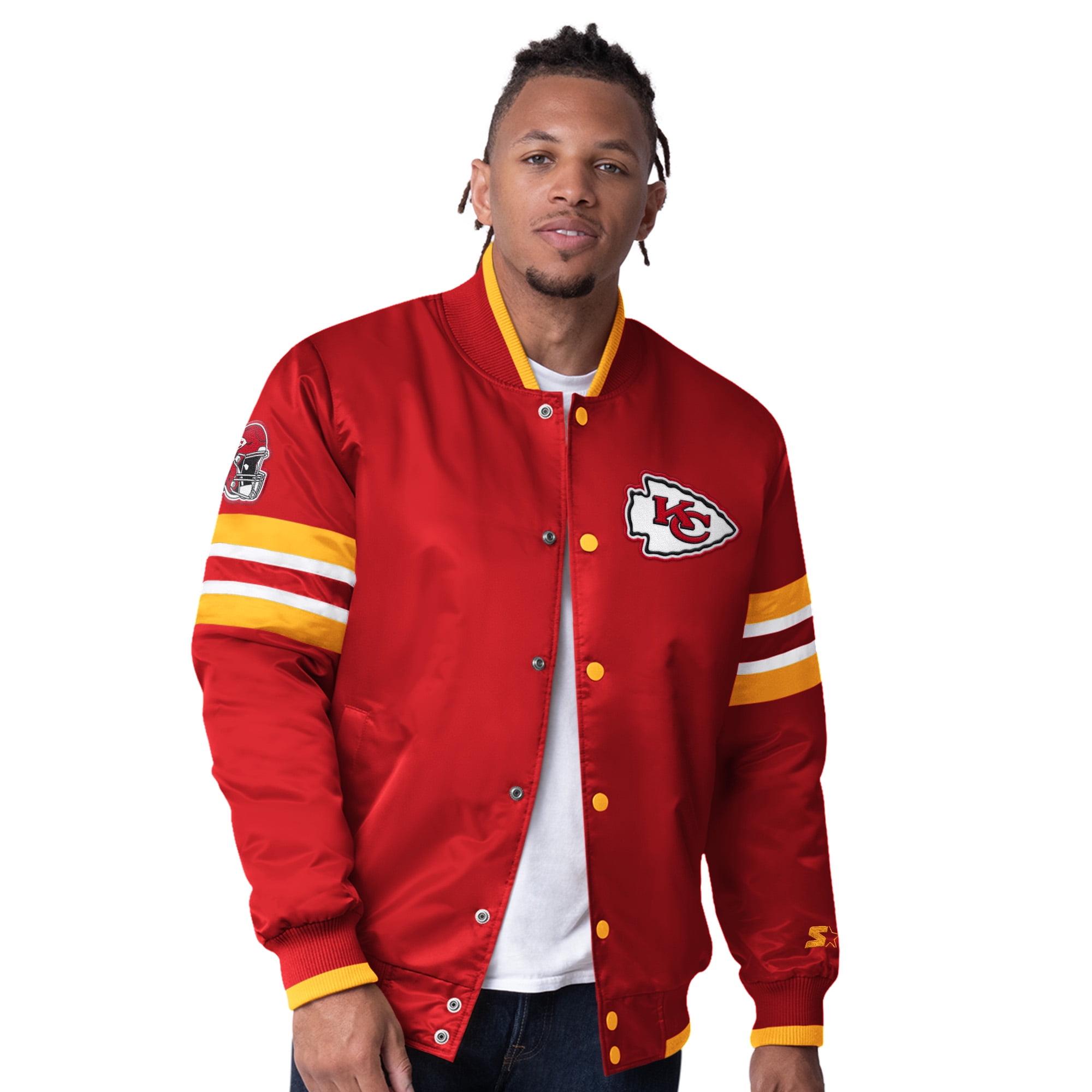 Men's Starter Red Kansas City Chiefs Scout I Full-Snap Varsity Jacket ...