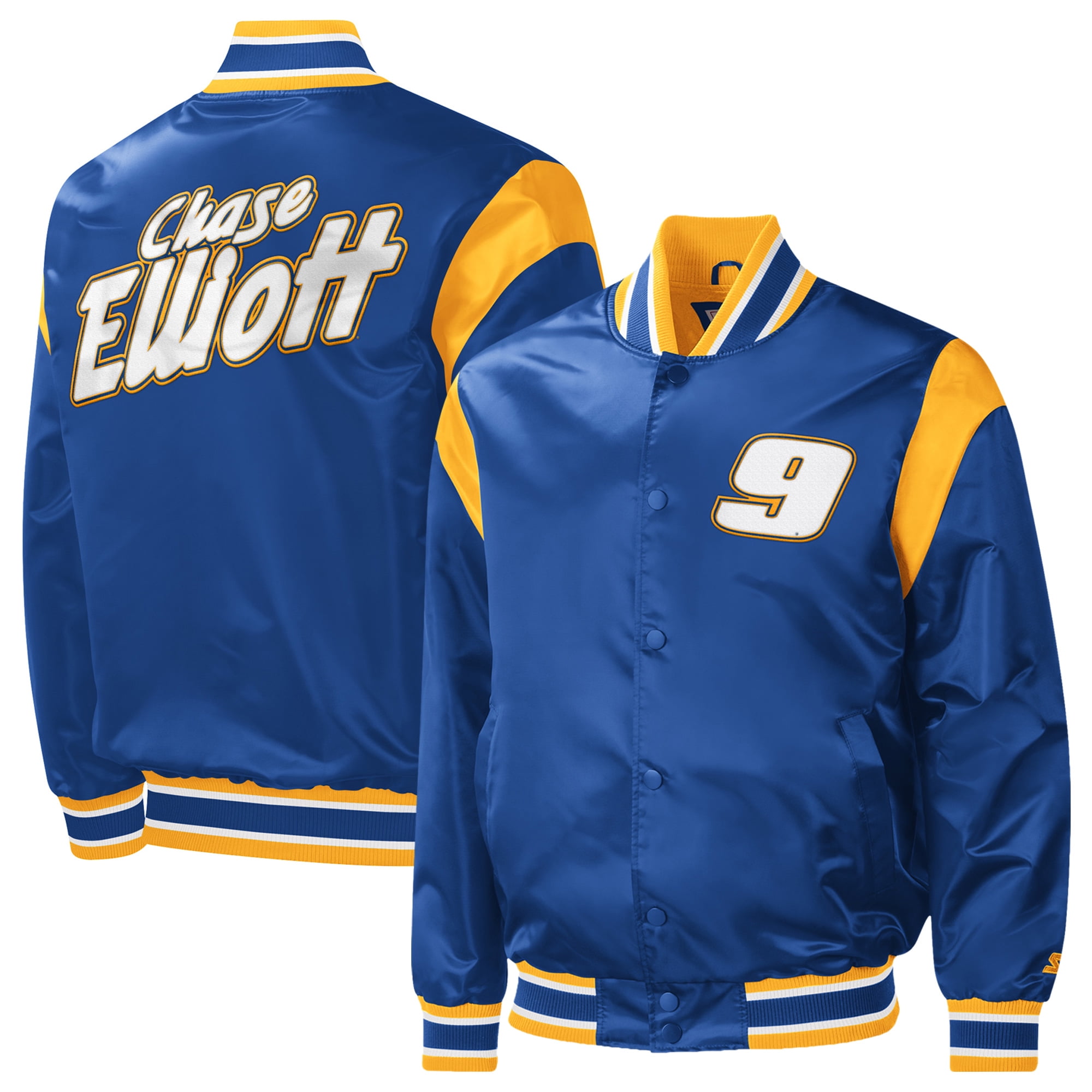 Men's Starter Royal Chase Elliott Force Play Full-Snap Varsity Jacket ...