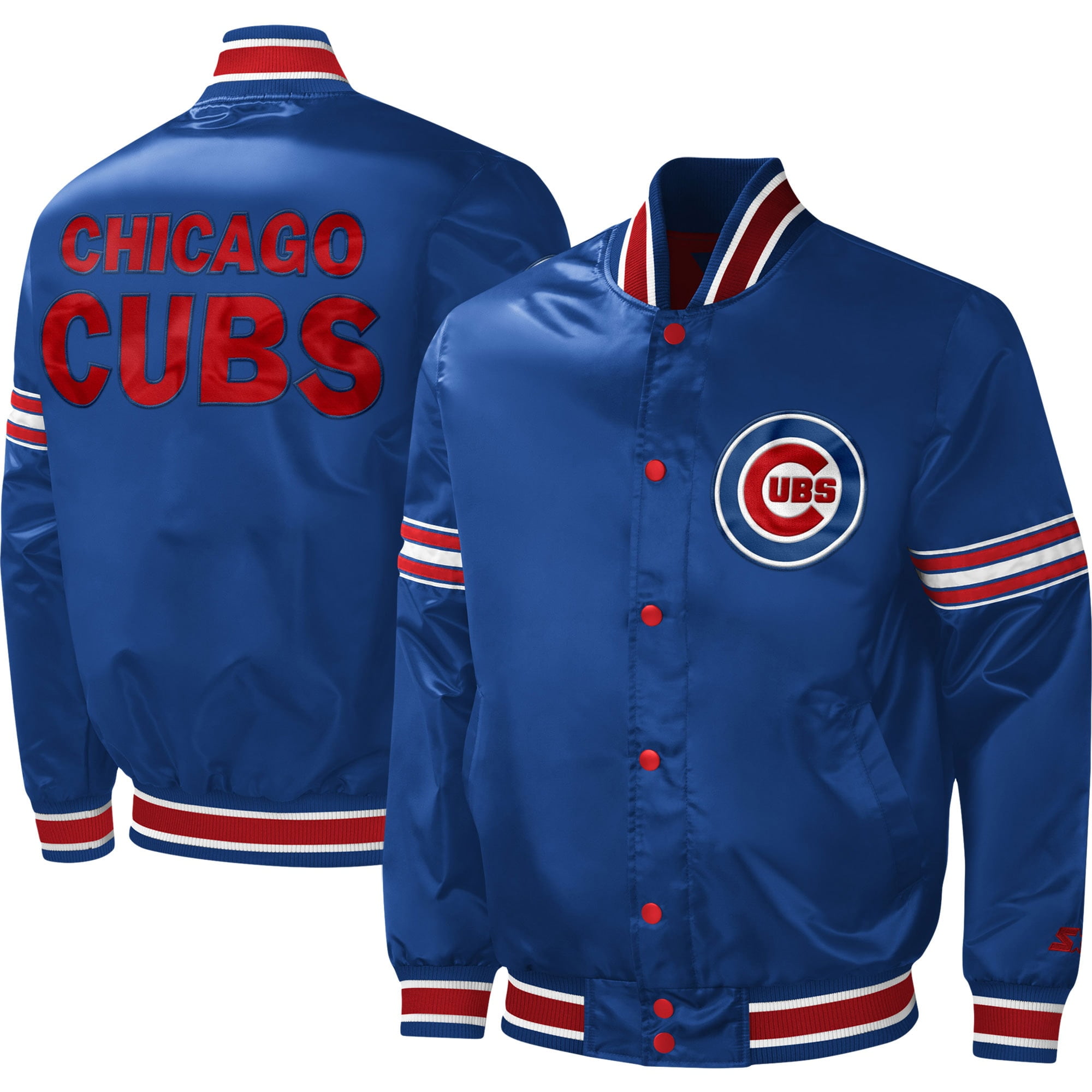 Men's Starter Royal Chicago Cubs Midfield Satin Full-Snap Varsity ...