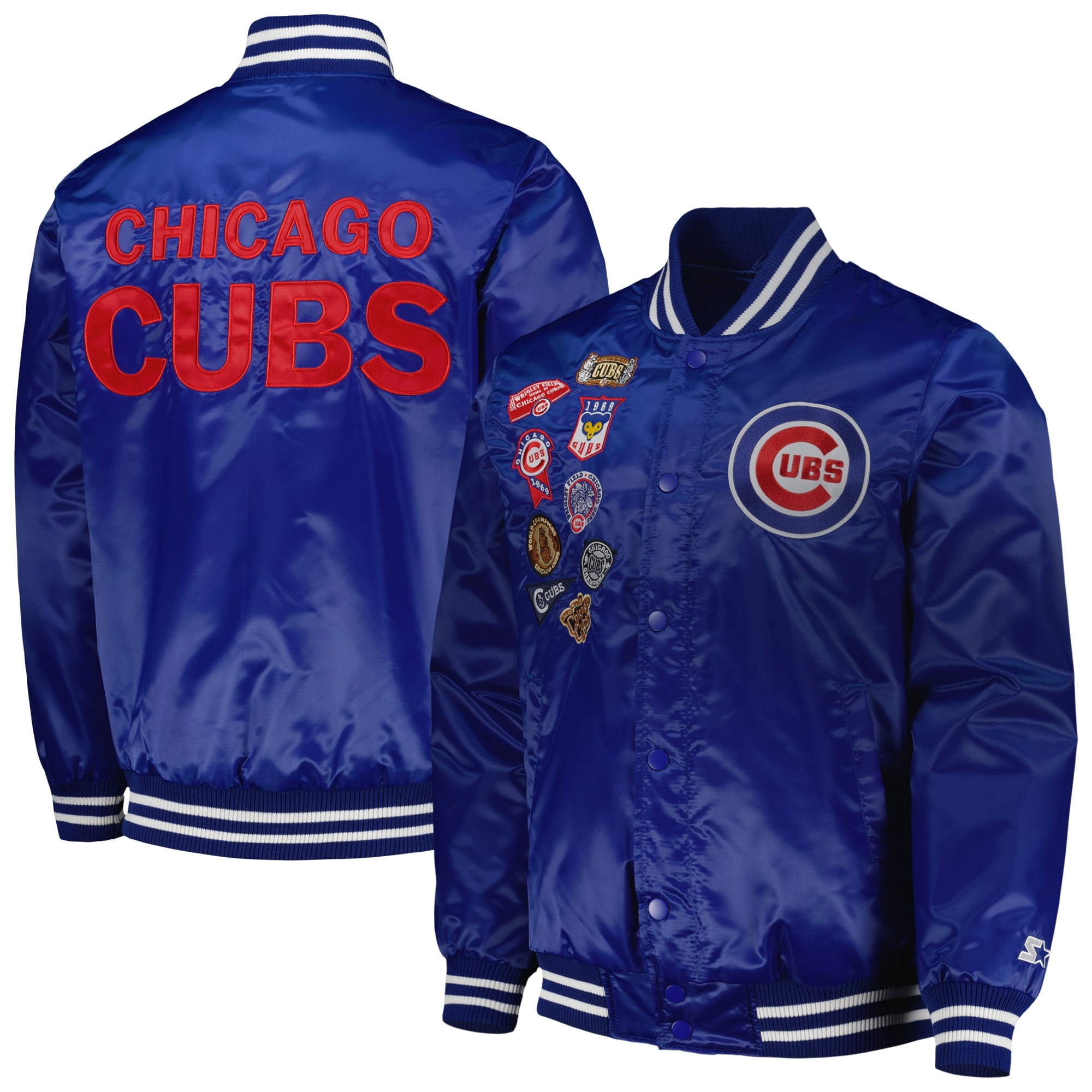 Men's Starter Royal Chicago Cubs Patch Full-Snap Jacket - Walmart.com