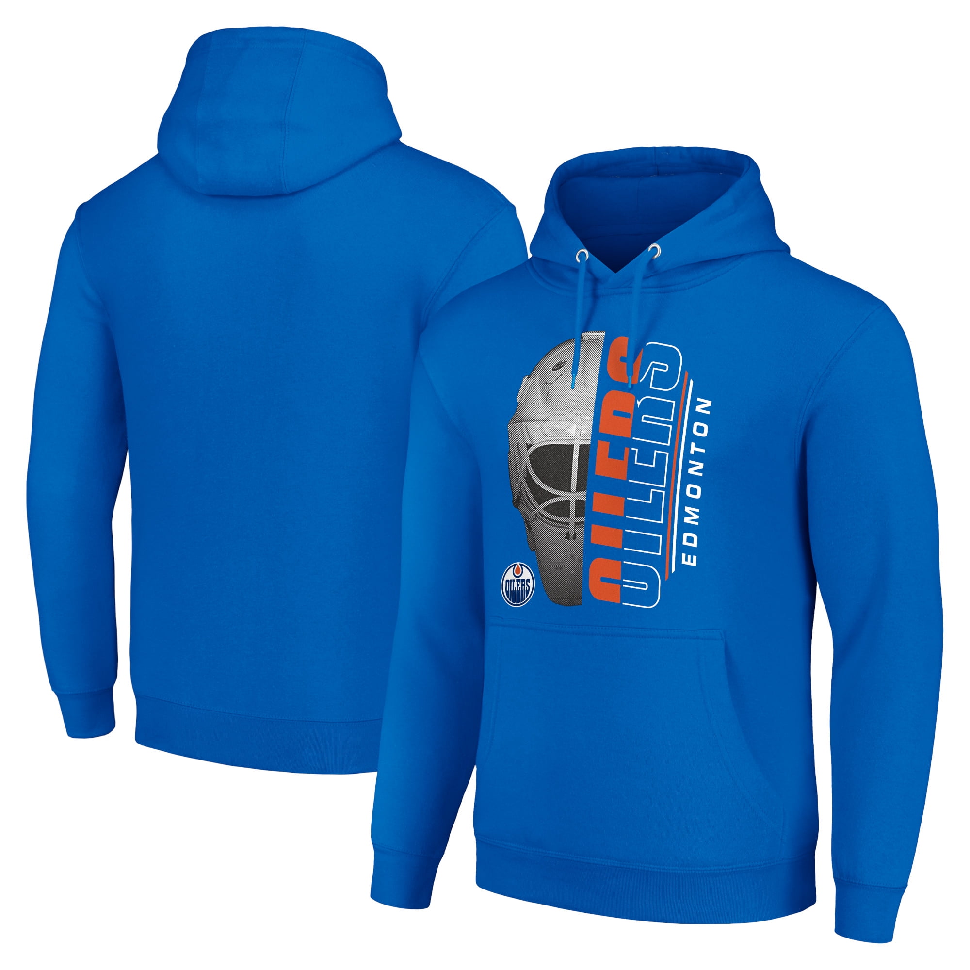 Men's Starter Royal Edmonton Oilers Half Helmet Fleece Pullover Hoodie ...
