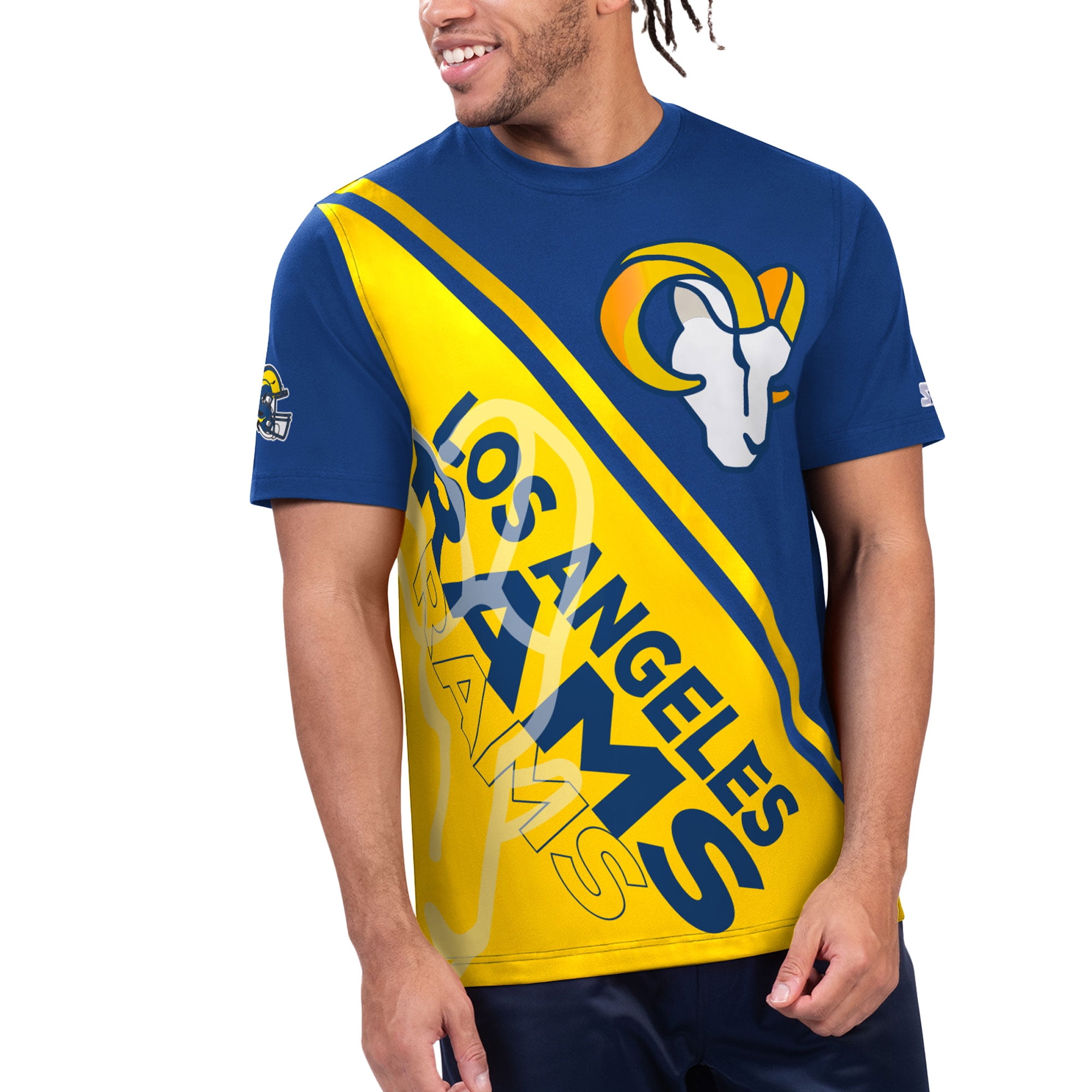 Men's Starter Royal/Gold Los Angeles Rams Finish Line Extreme Graphic T ...