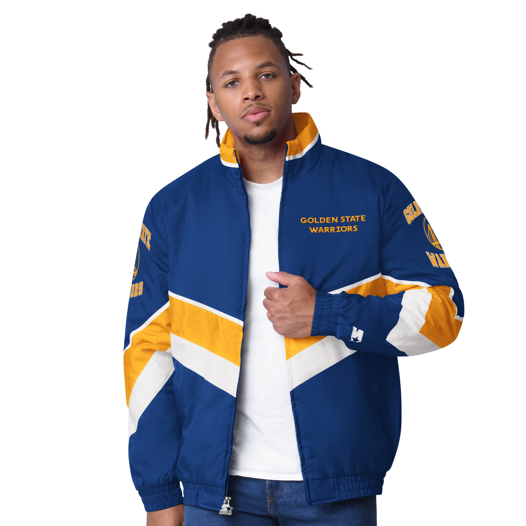 Men's Starter Royal Golden State Warriors Captain Oxford Full-Zip ...
