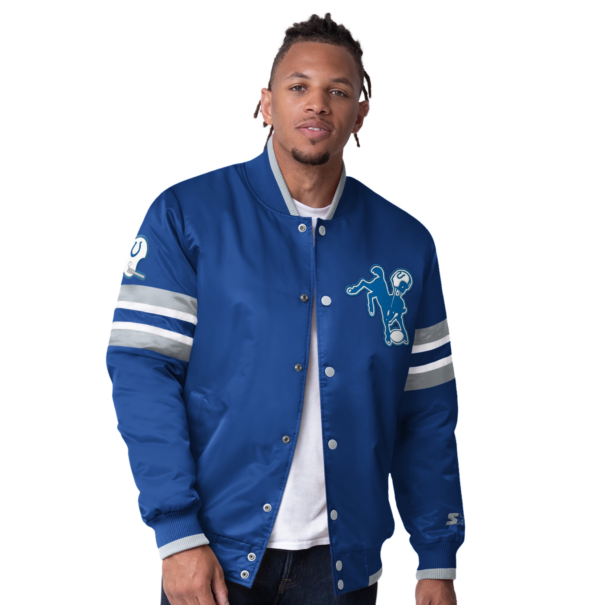 Men's Starter Royal Indianapolis Colts Vintage Logo Scout I Full-Snap Varsity Jacket - Walmart.com
