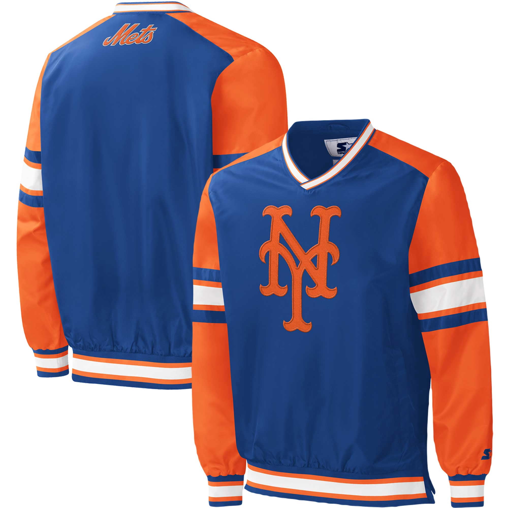 Men's Starter Royal New York Mets Yardline V-Neck Pullover Windbreaker ...