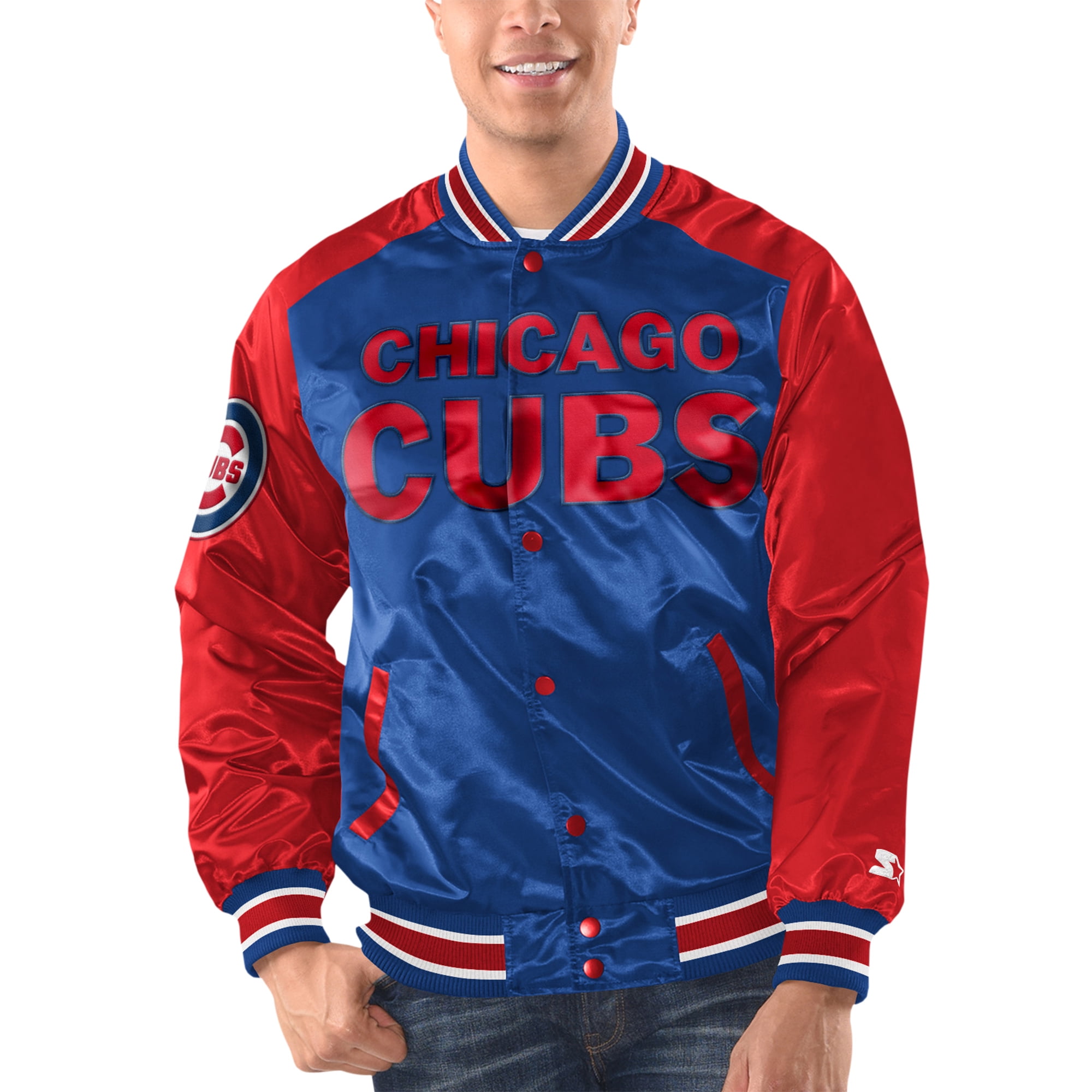 Men's Starter Royal/Red Chicago Cubs Varsity Satin Full-Snap Jacket ...
