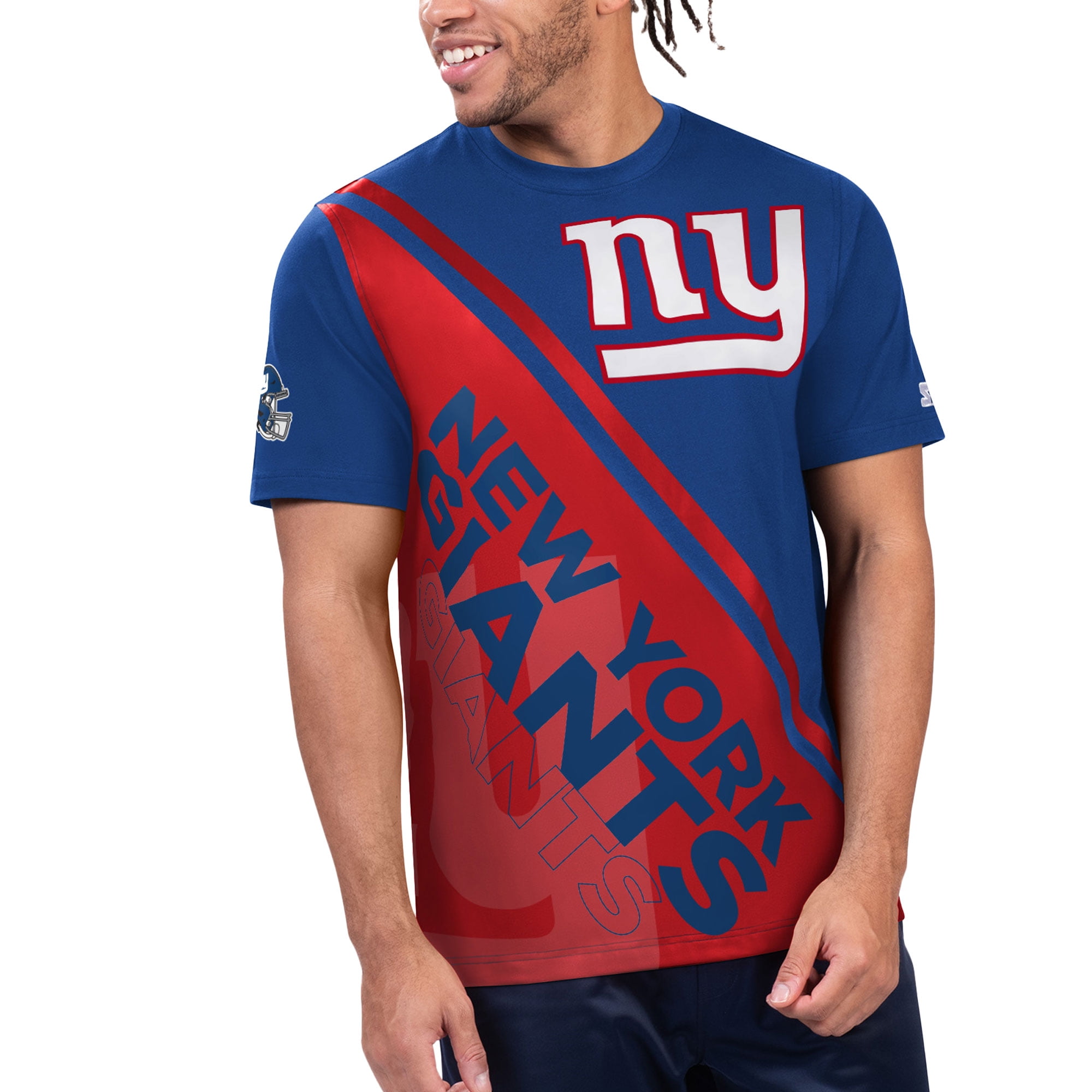 Men's Starter Royal/Red New York Giants Finish Line Extreme Graphic T ...