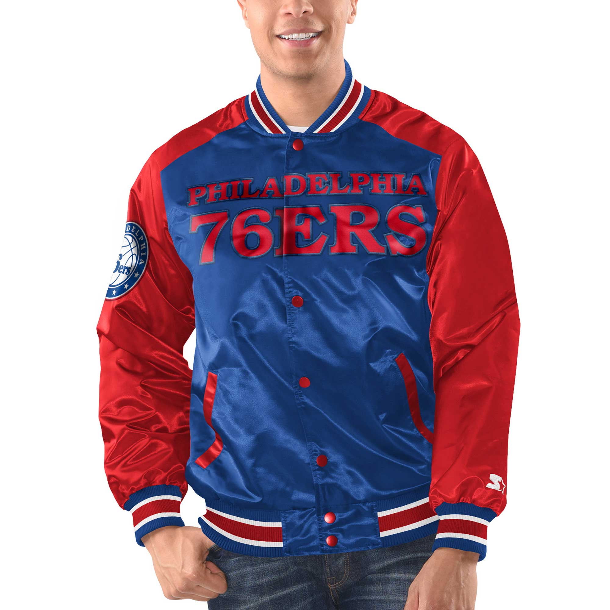 Men's Starter Royal/Red Philadelphia 76ers Renegade Satin Full-Snap ...