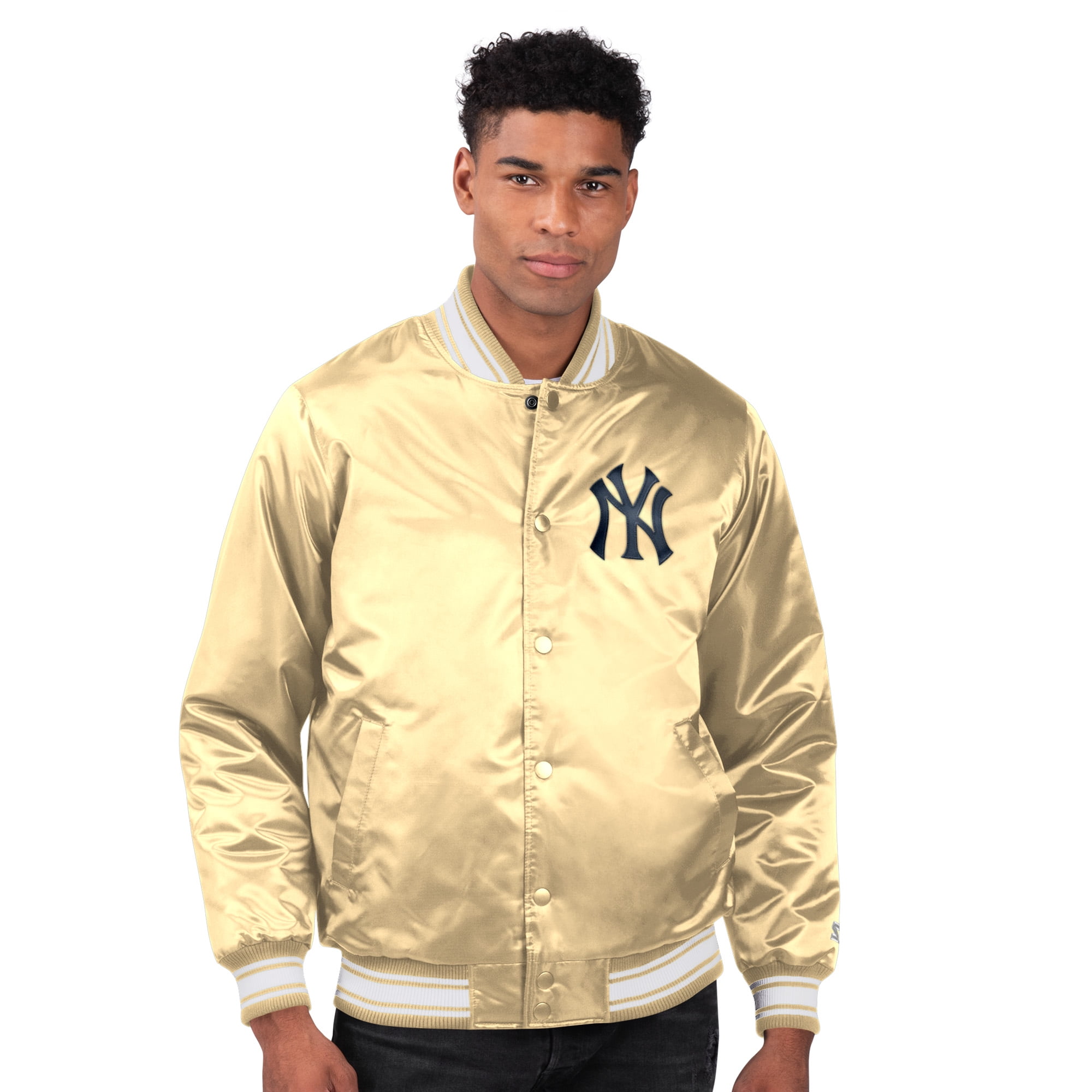 Men's Starter Tan New York Yankees Locker Room Satin Full-Snap Varsity ...