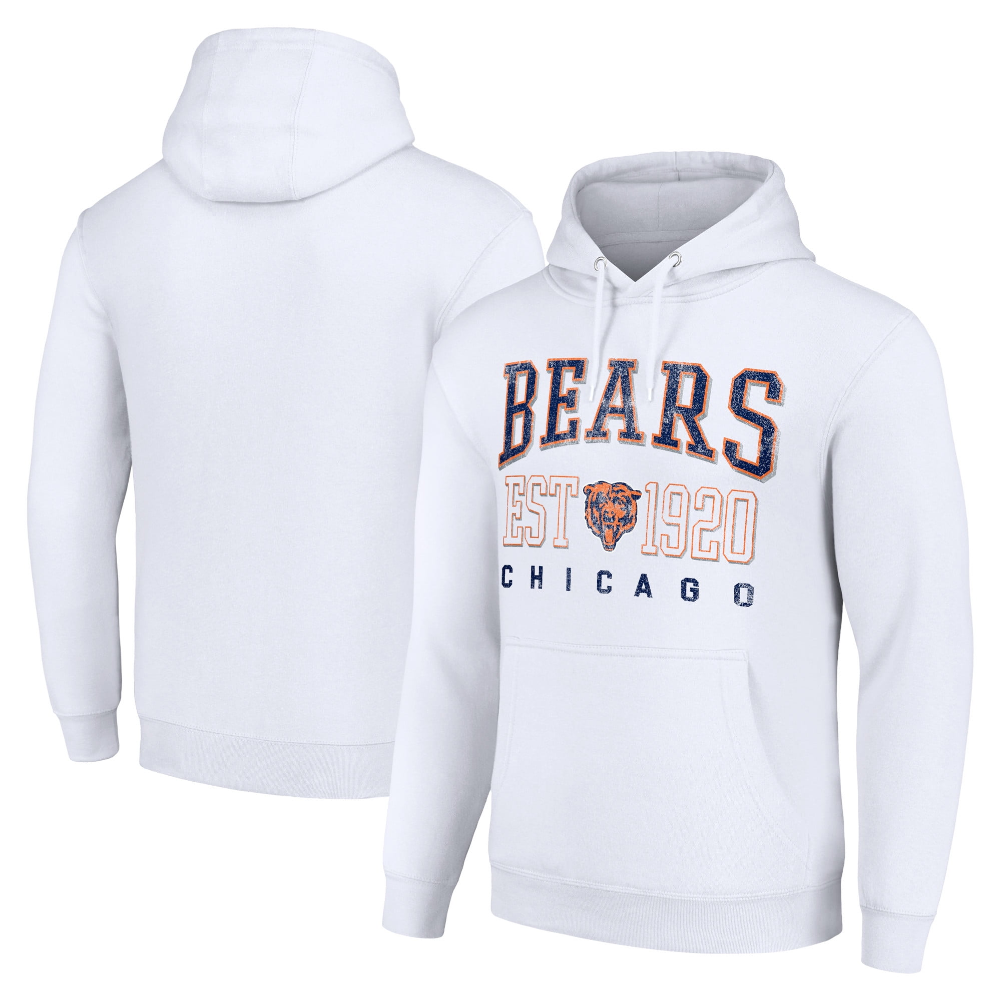 Men's Starter White Chicago Bears Throwback Logo Pullover Hoodie ...