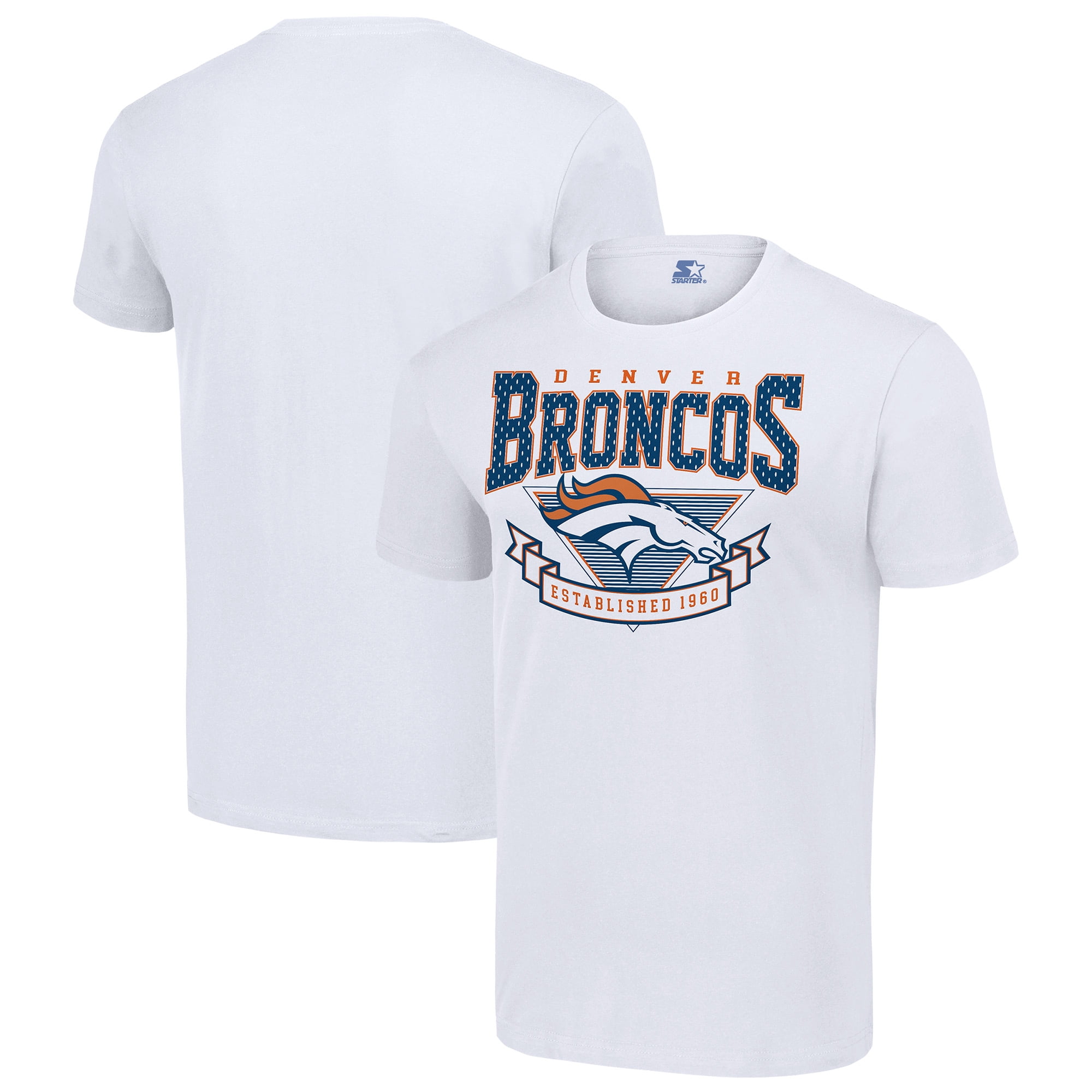 Men's Starter White Denver Broncos 80s Inspired Team Logo T-Shirt ...