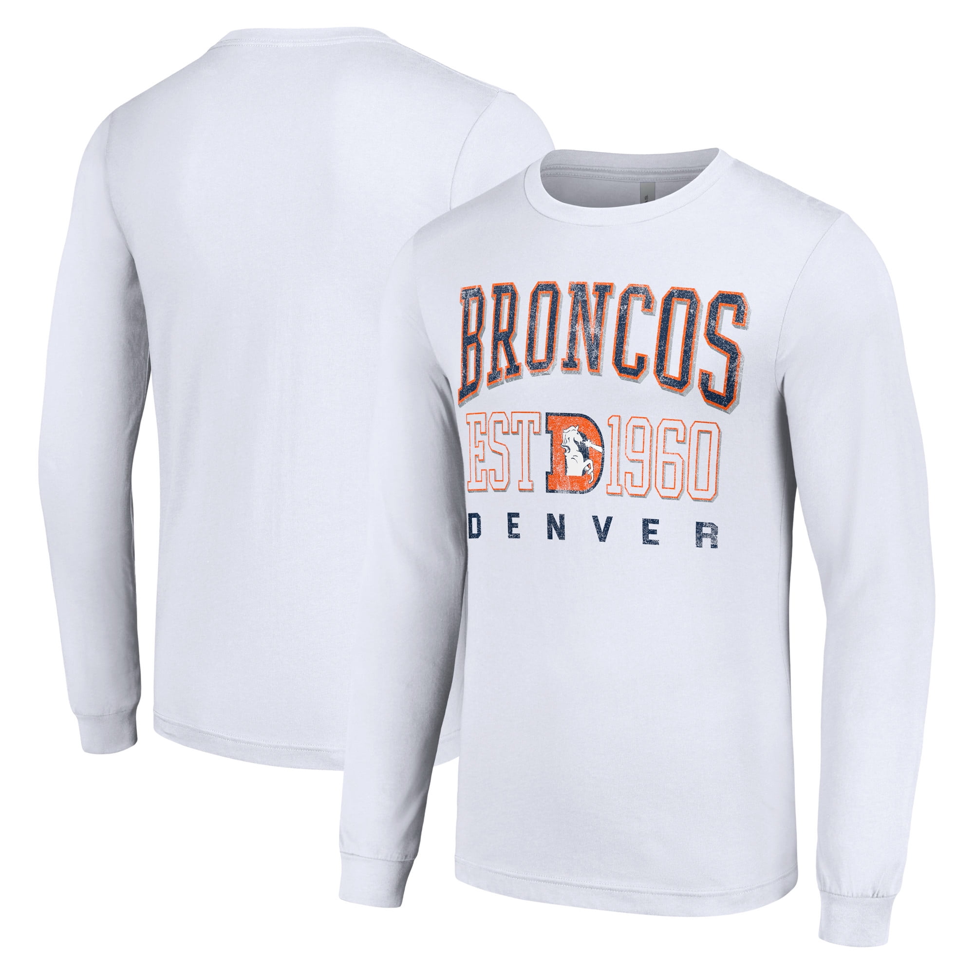 Men's Starter White Denver Broncos Throwback Logo Long Sleeve T-Shirt ...