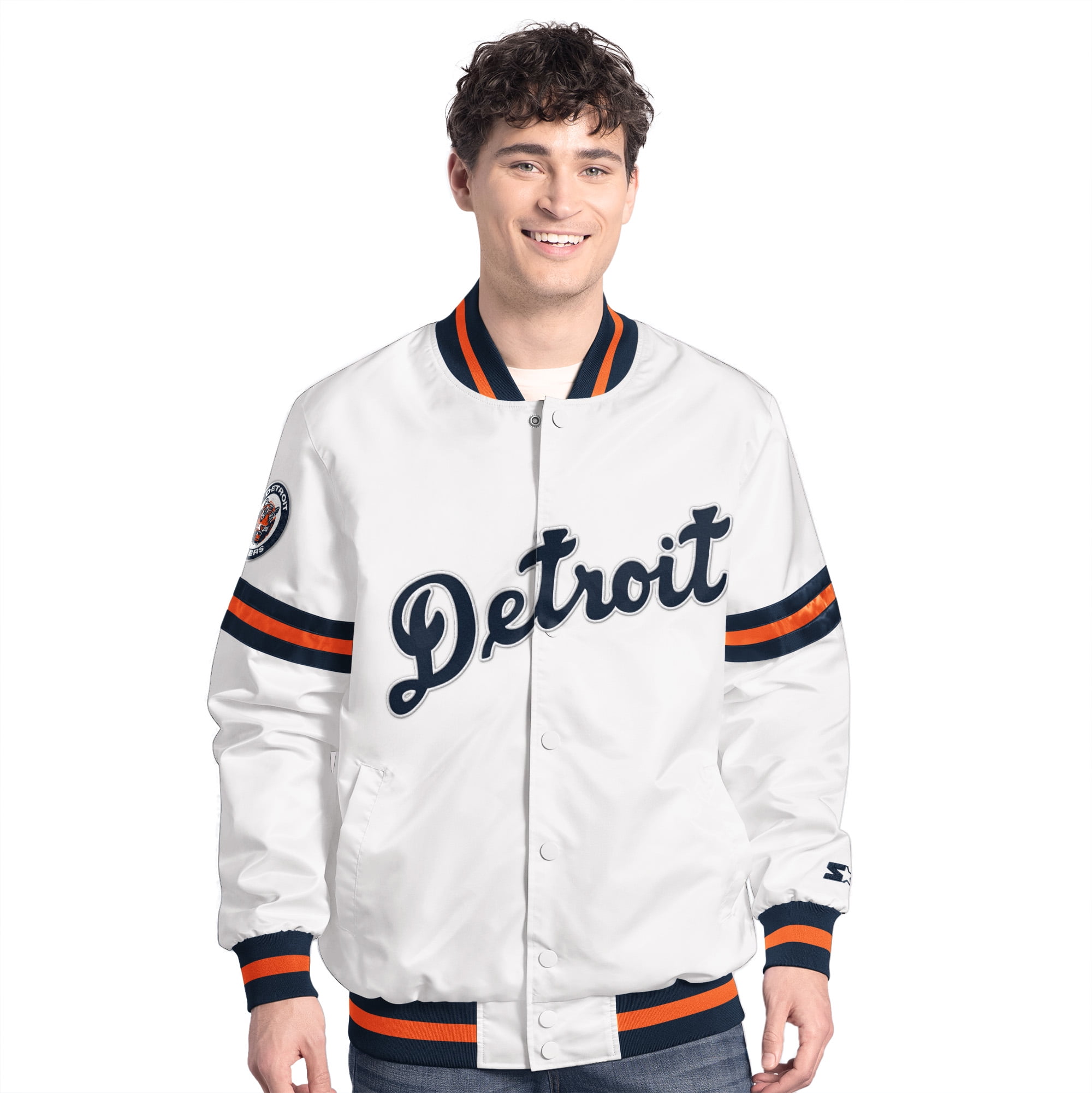 Men's-Starter White Detroit Tigers Cooperstown Scout Full-Snap Varsity ...